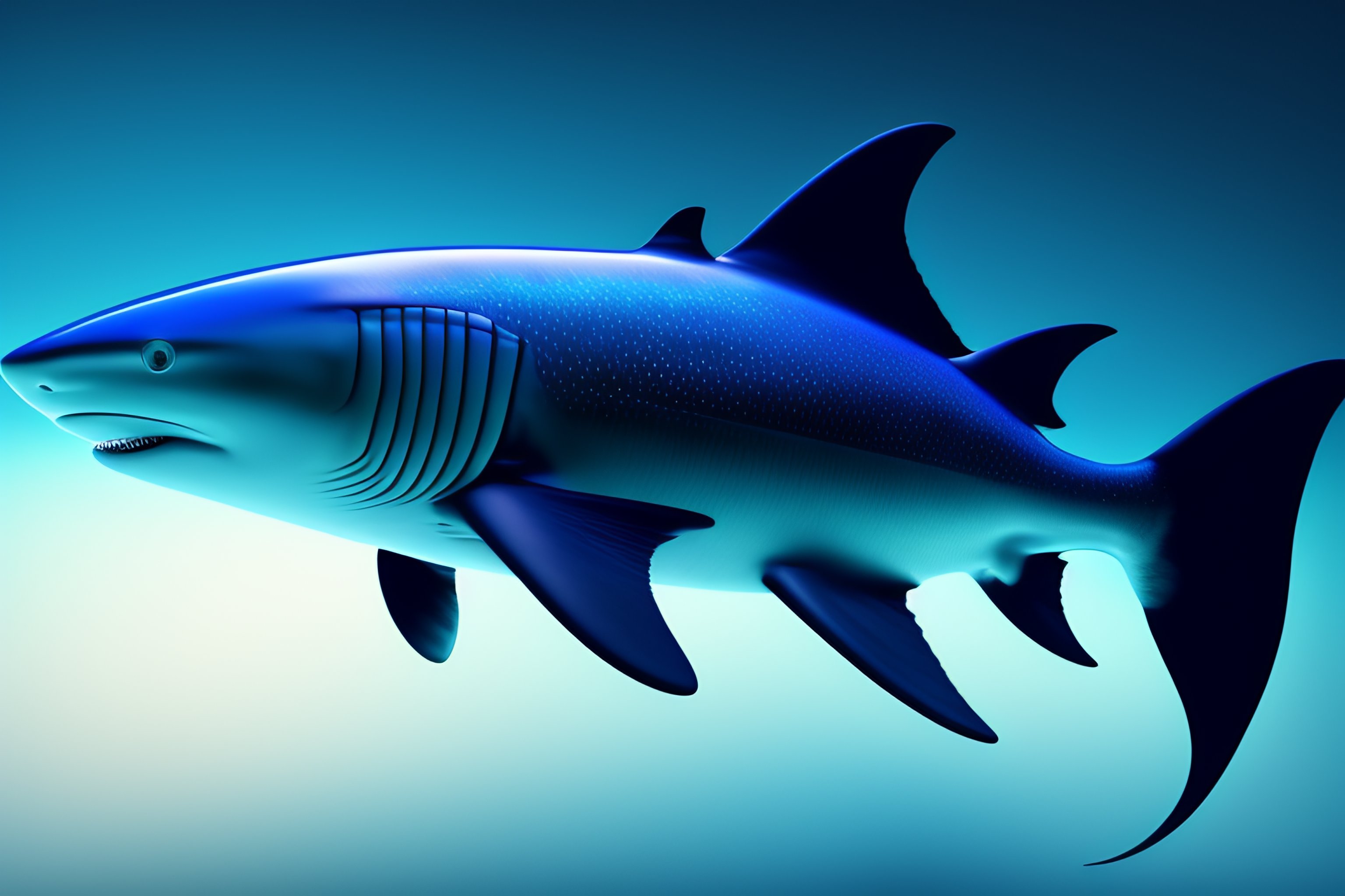 Lexica - Unreal fantastic black shark, blue colour scheme, side view ...