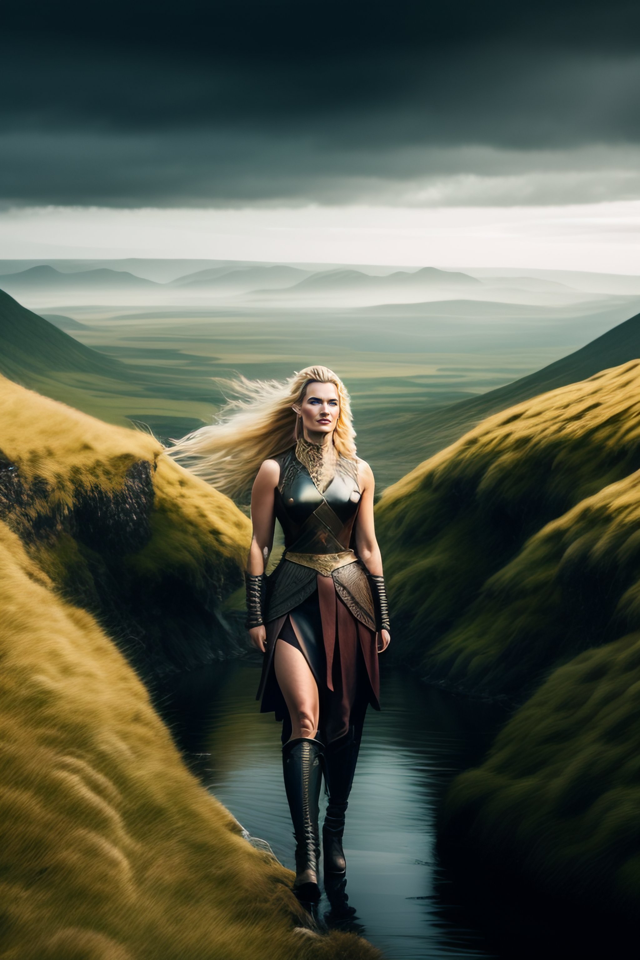 Lexica - As Kate Winslet stands tall, the wind whipping through her ...