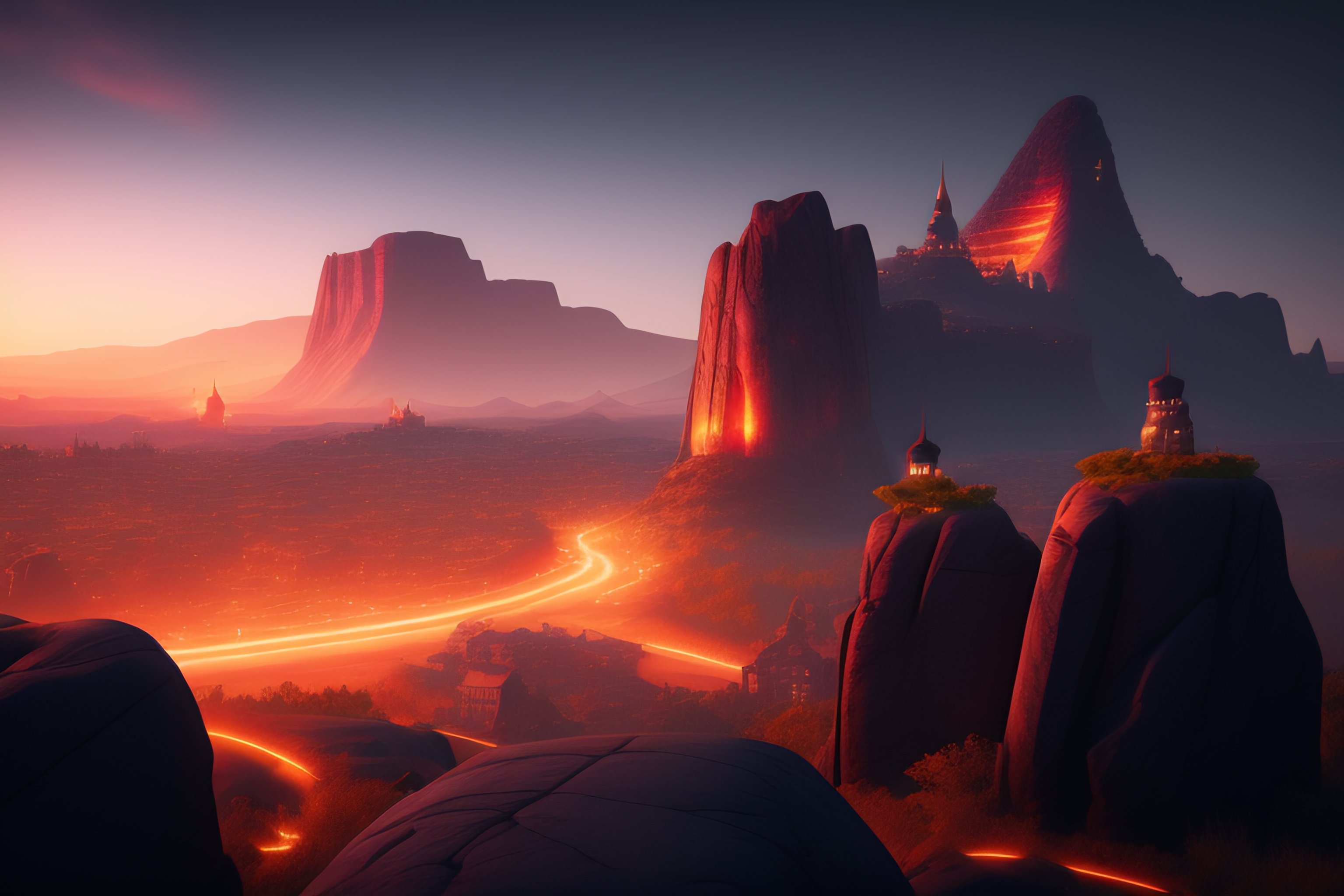 Lexica - Round iron city, in vulcan, cobblestone, city, open area, 4k ...