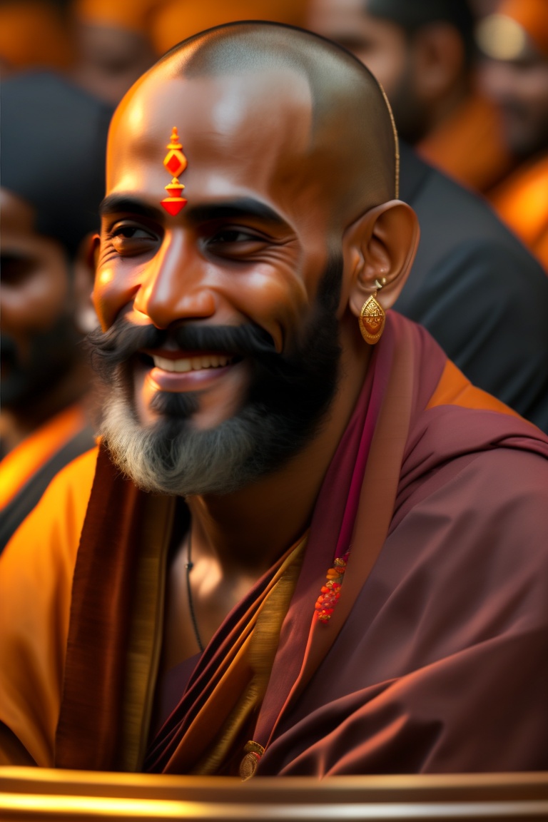 Lexica - An Indian monk, staying at audience, with charming smile ...