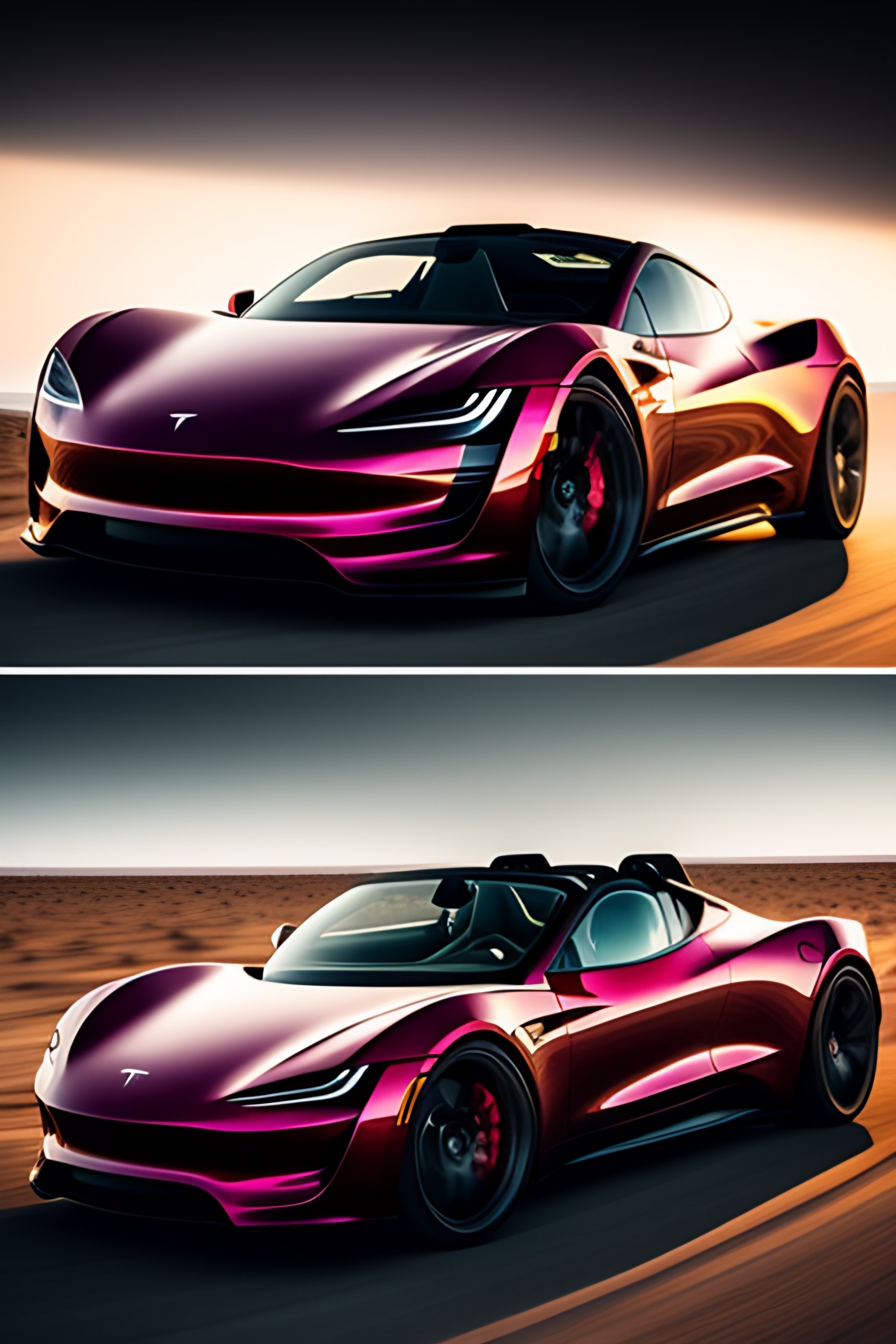 Lexica - Elon musk driving a convertible tesla roadster on a Tesla rocket