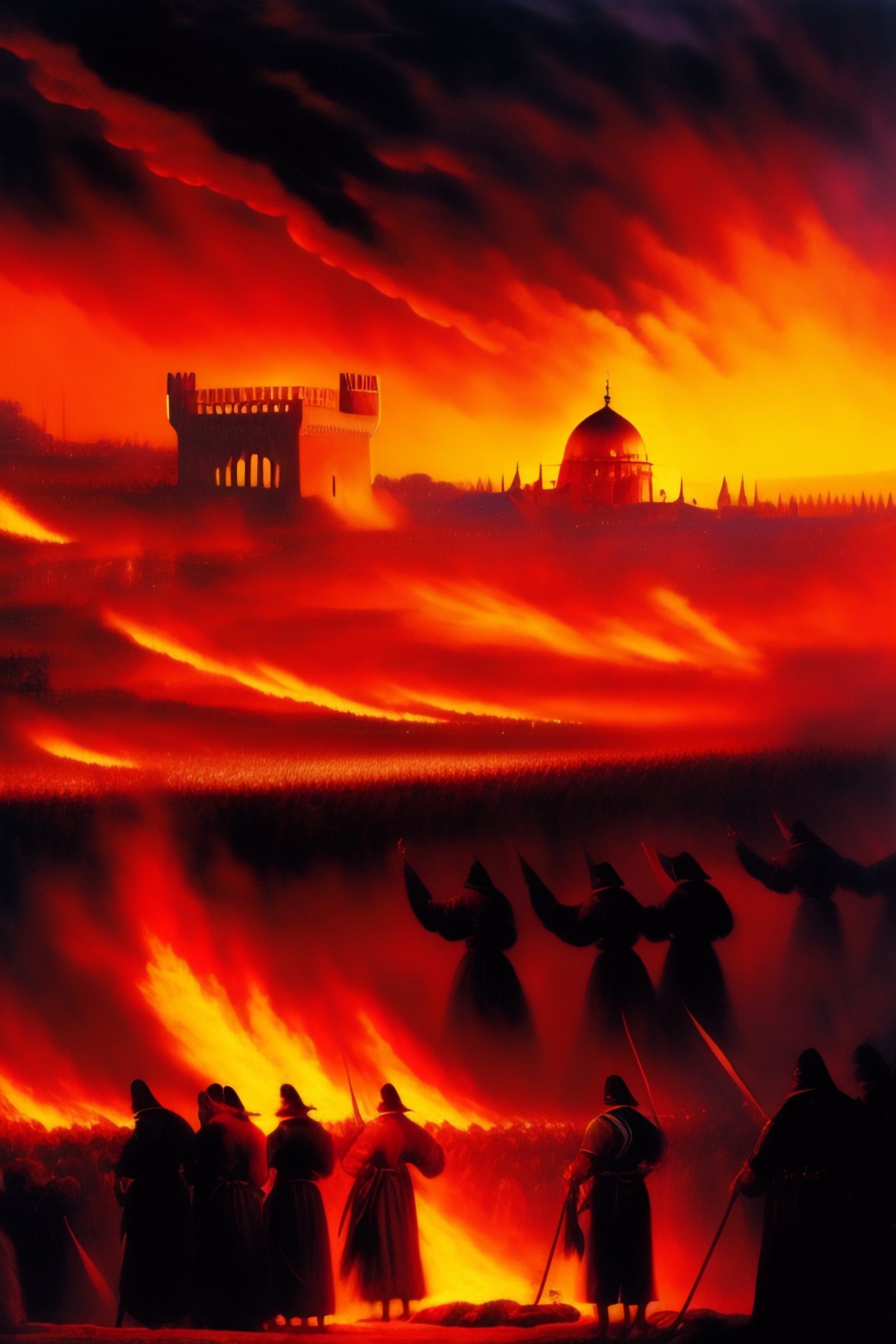 Lexica - The walls of Constantinople, with the city under attack by a ...