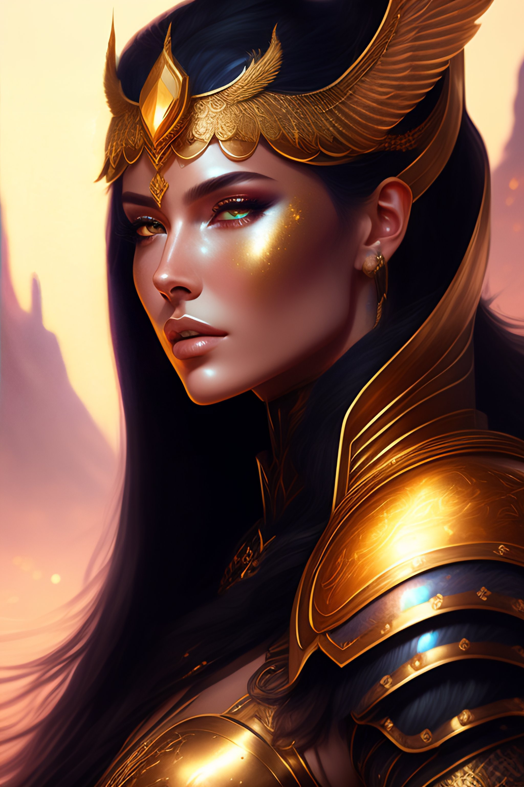 Lexica - Portrait dark fantasy knight of ancient god, golden and copper ...