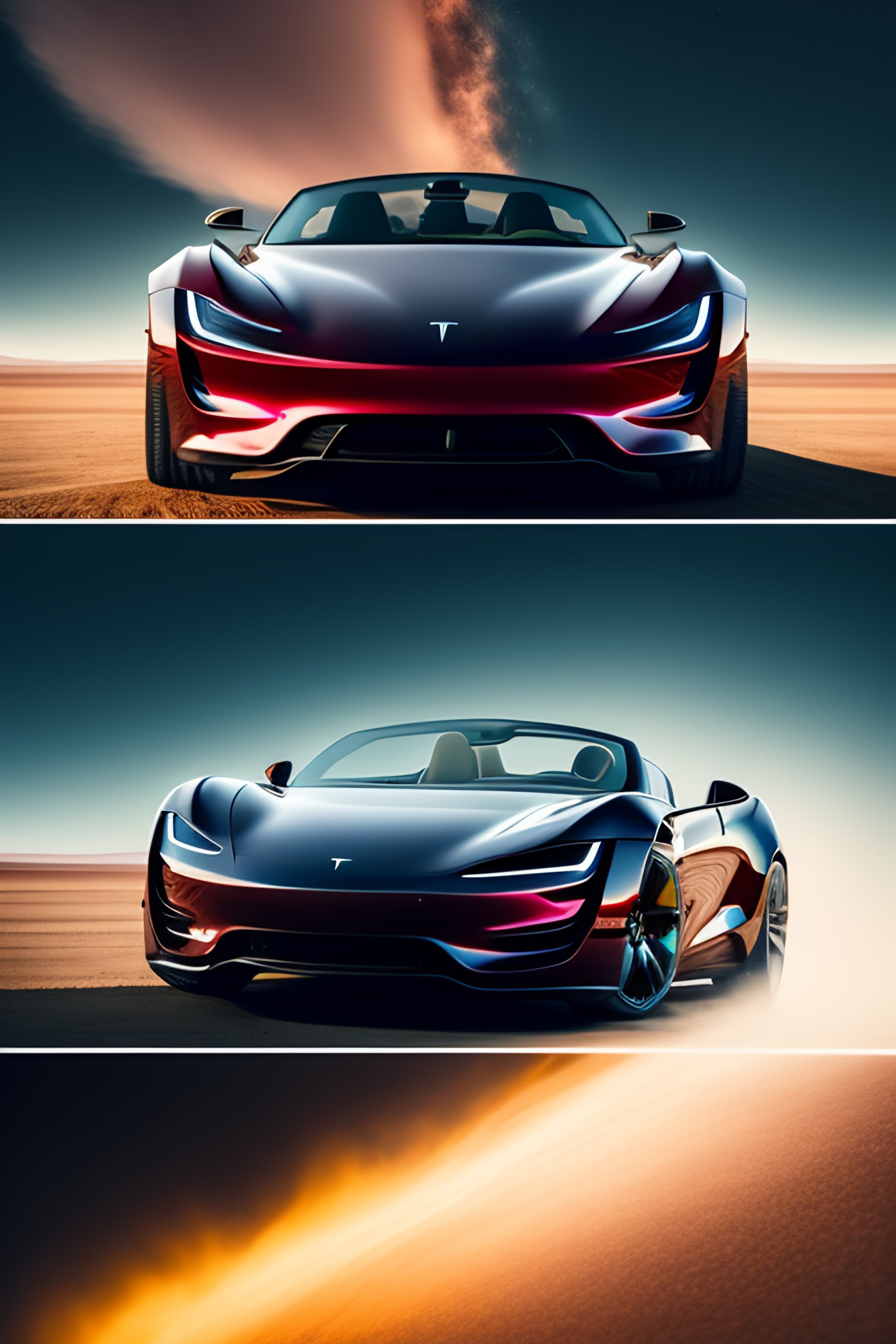 Lexica - Elon musk in a convertible tesla roadster in space strapped to ...