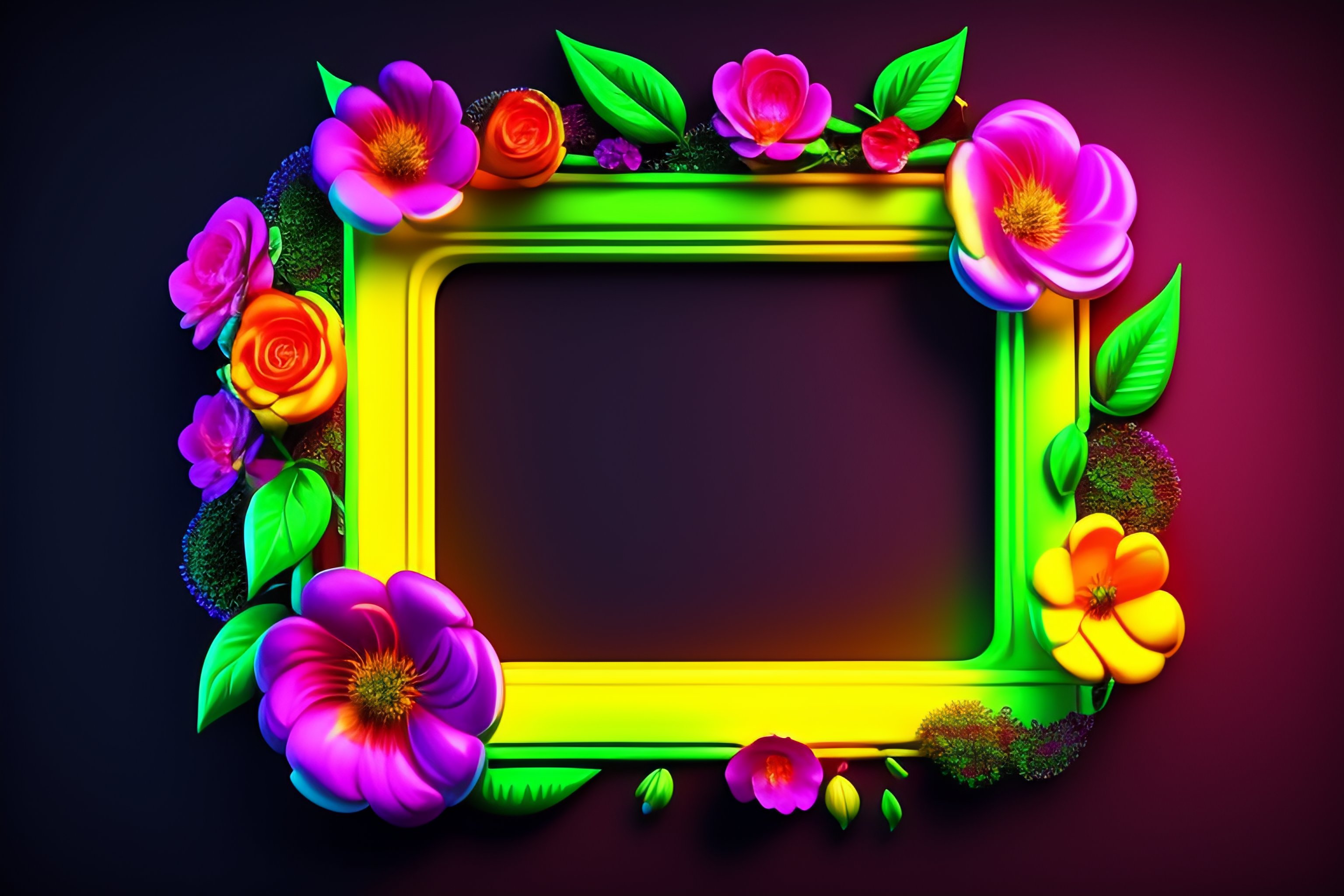 Lexica - Neon flowers in a Picture Frame illustration cinematic SFX VFX hd