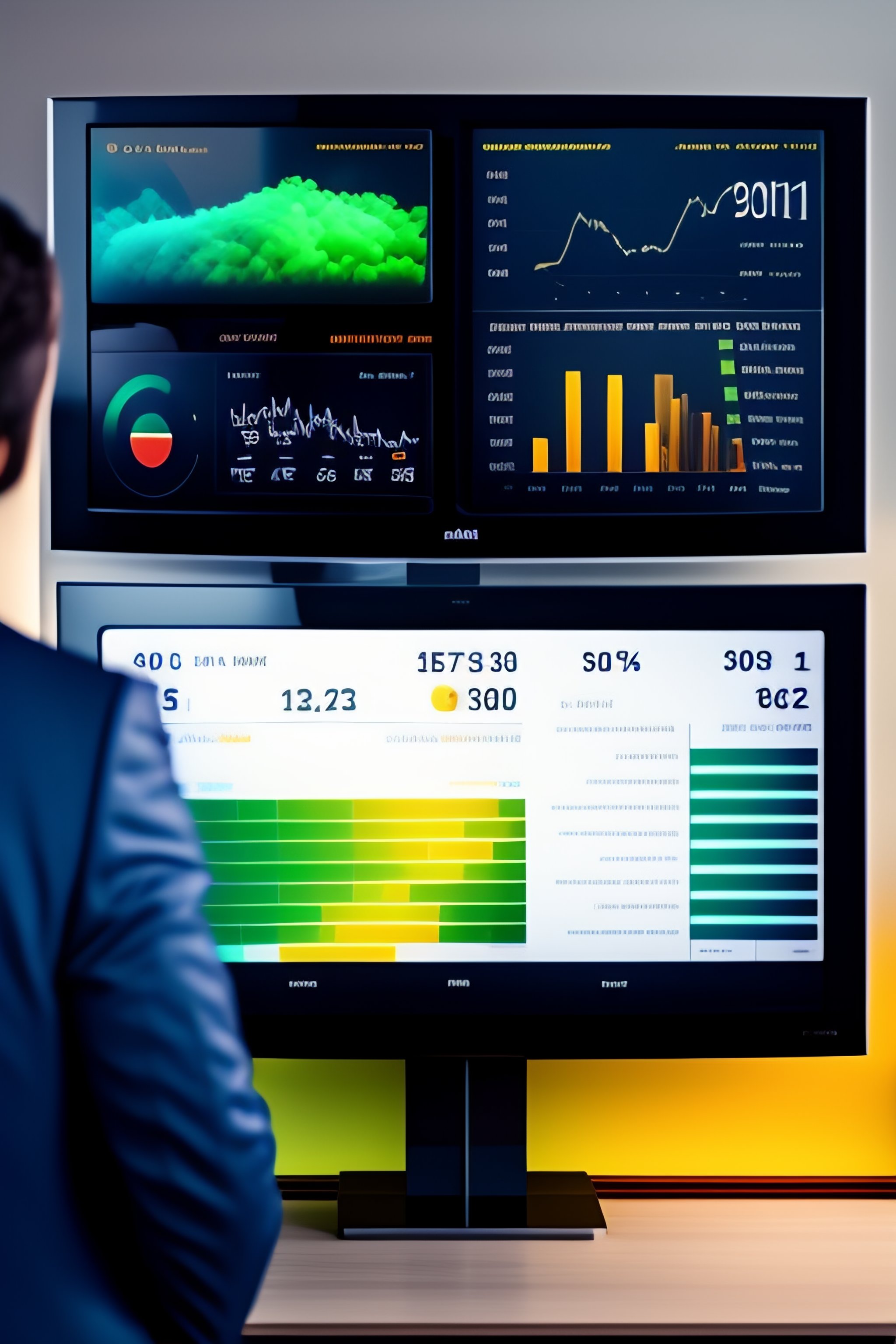 Lexica - Robot analyzing dashboard on TVs, high res, sharp