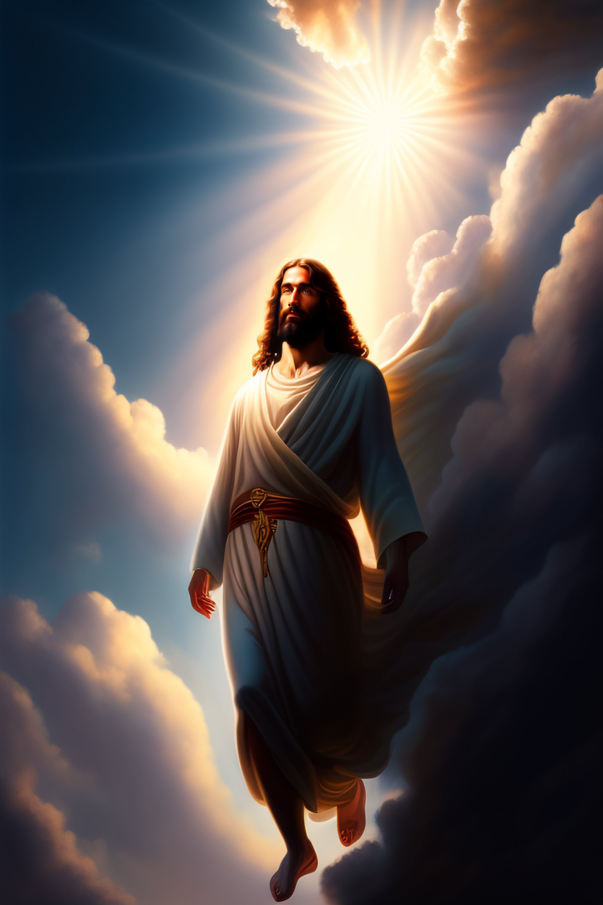 Lexica - An Image of Jesus, in all his great glory, descending from the ...