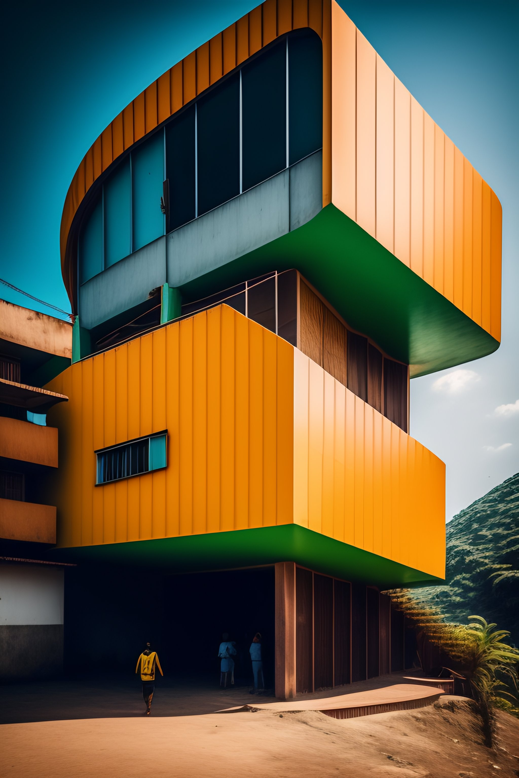 Lexica - Portrait, Photography, 30mm, crowd, Oscar Niemeyer Building ...