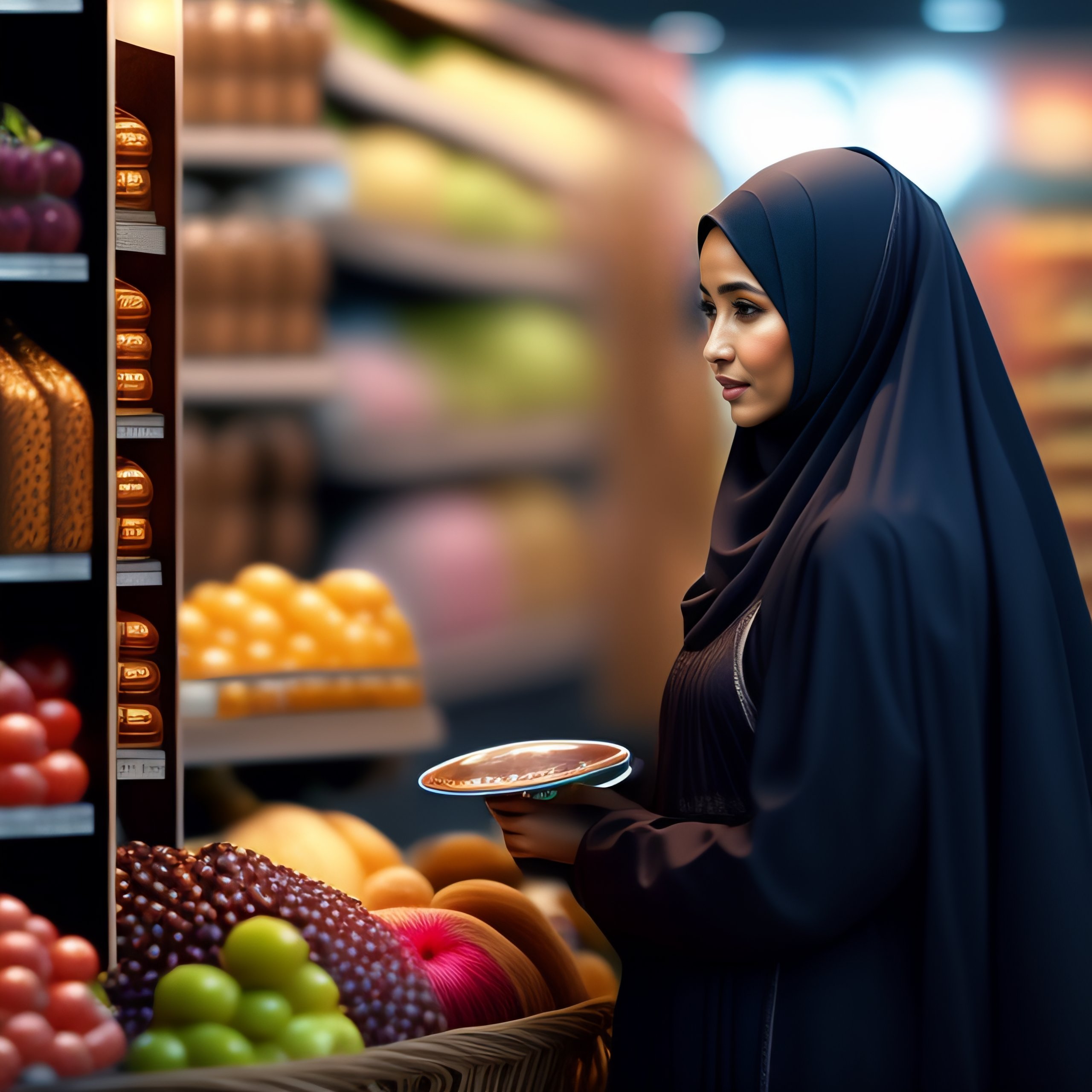 Lexica - Moslem woman shopping on the store, website, ui ux,