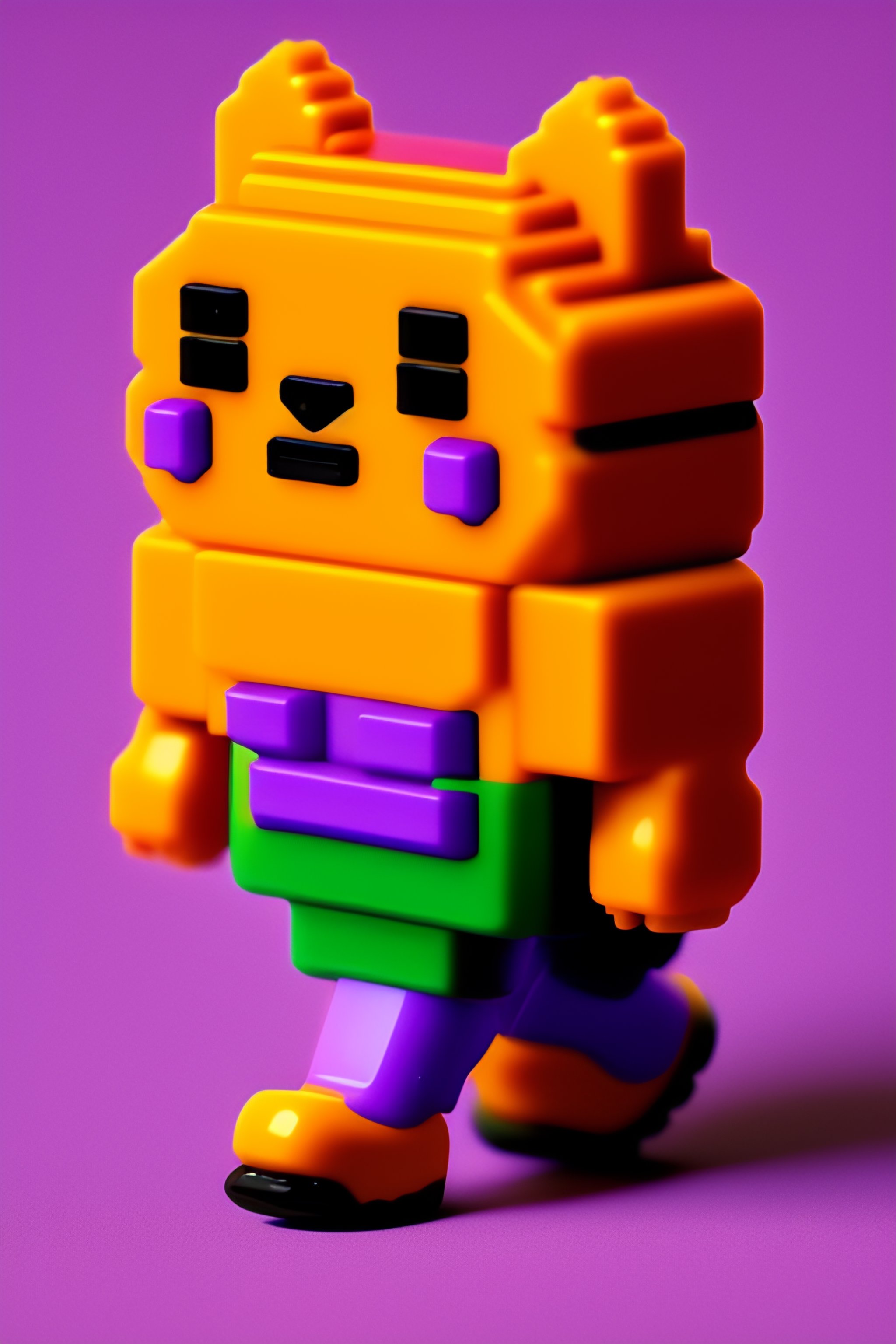 Lexica - A super nintendo 16-bit pixel cat, happy, orange body, purple ...