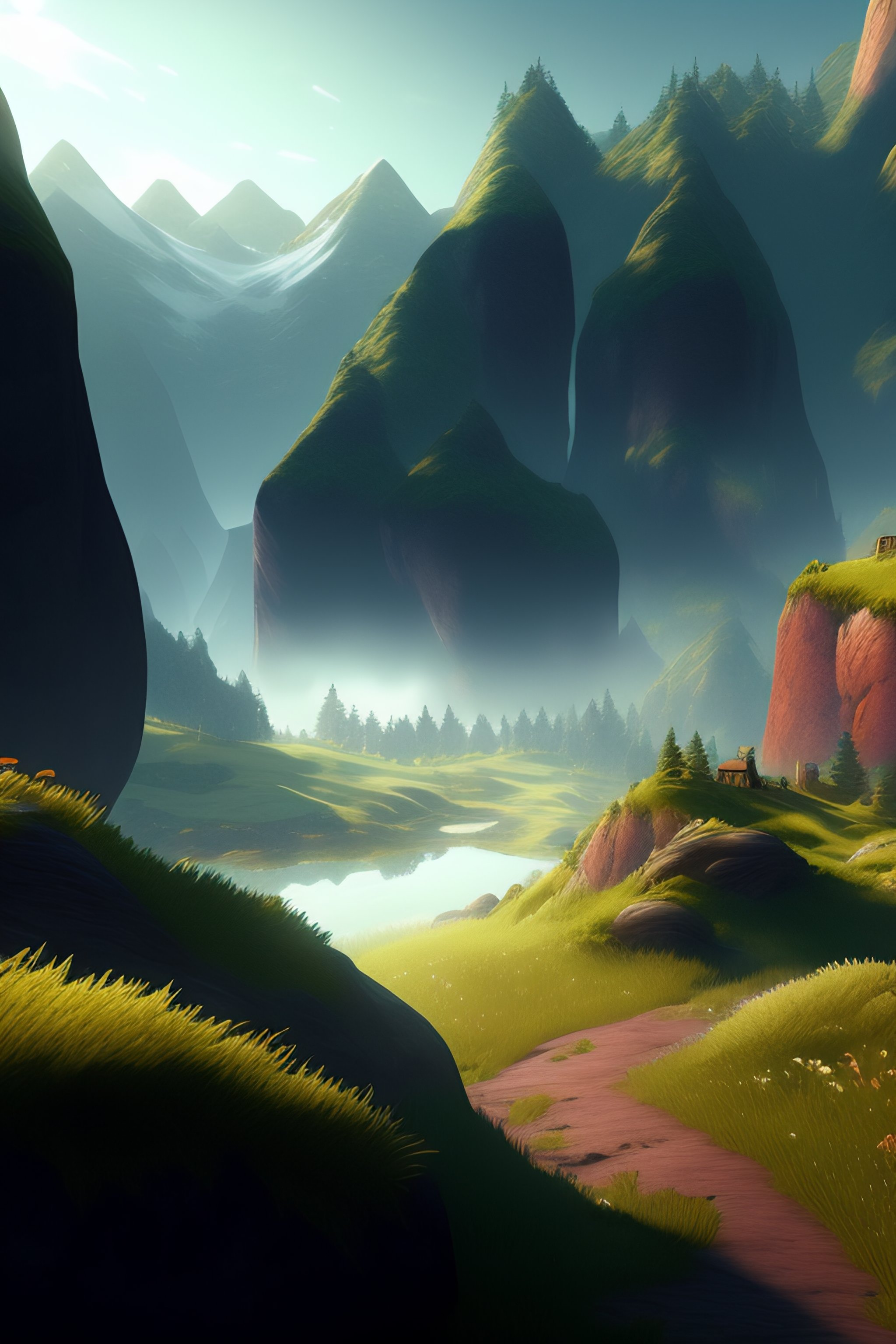 Lexica - A beautiful realistic landscape shot. nature scene used for a ...