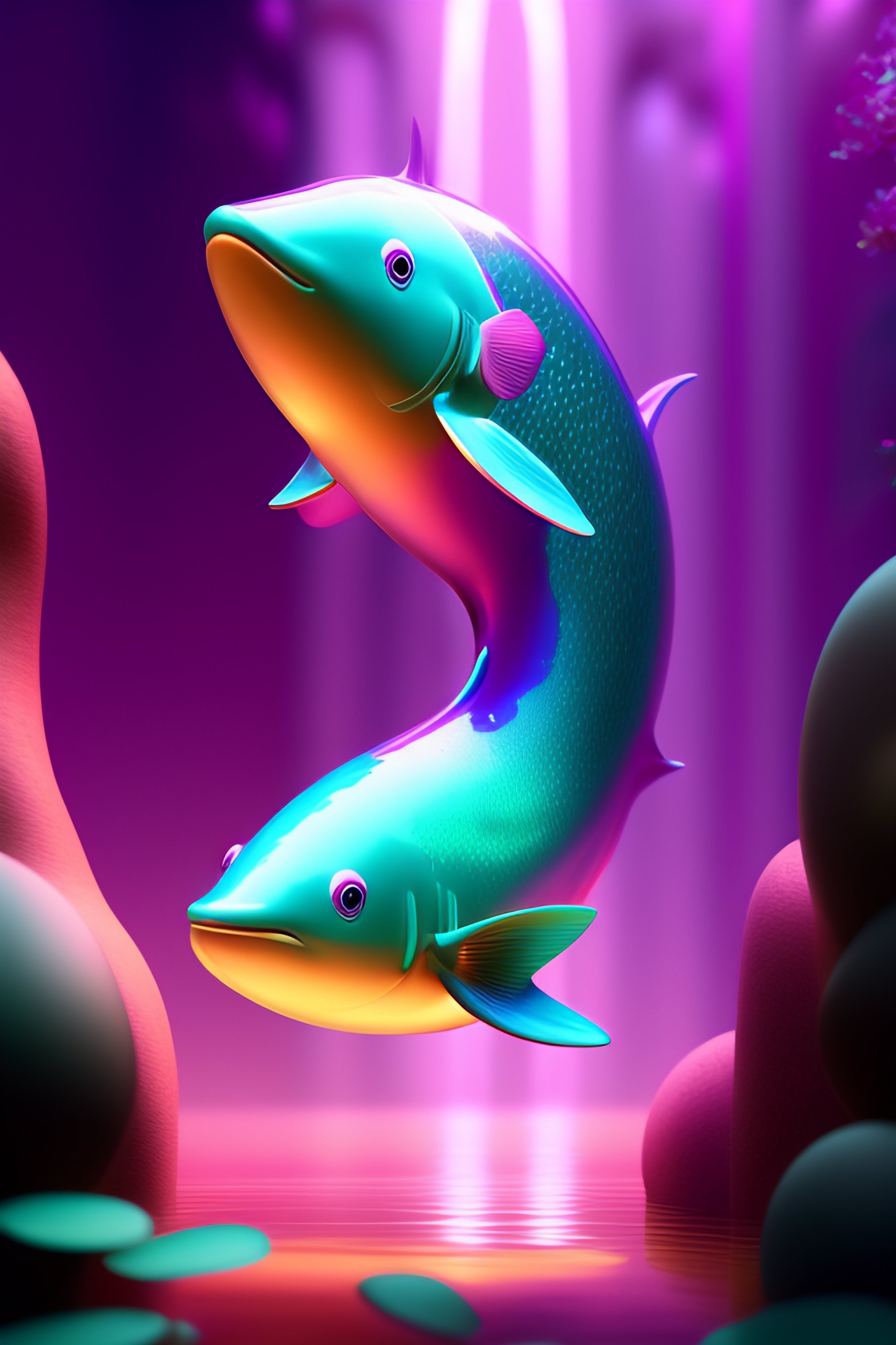 Lexica - A pink dolphin by pixar in the rainforest, surrealism, fantasy ...