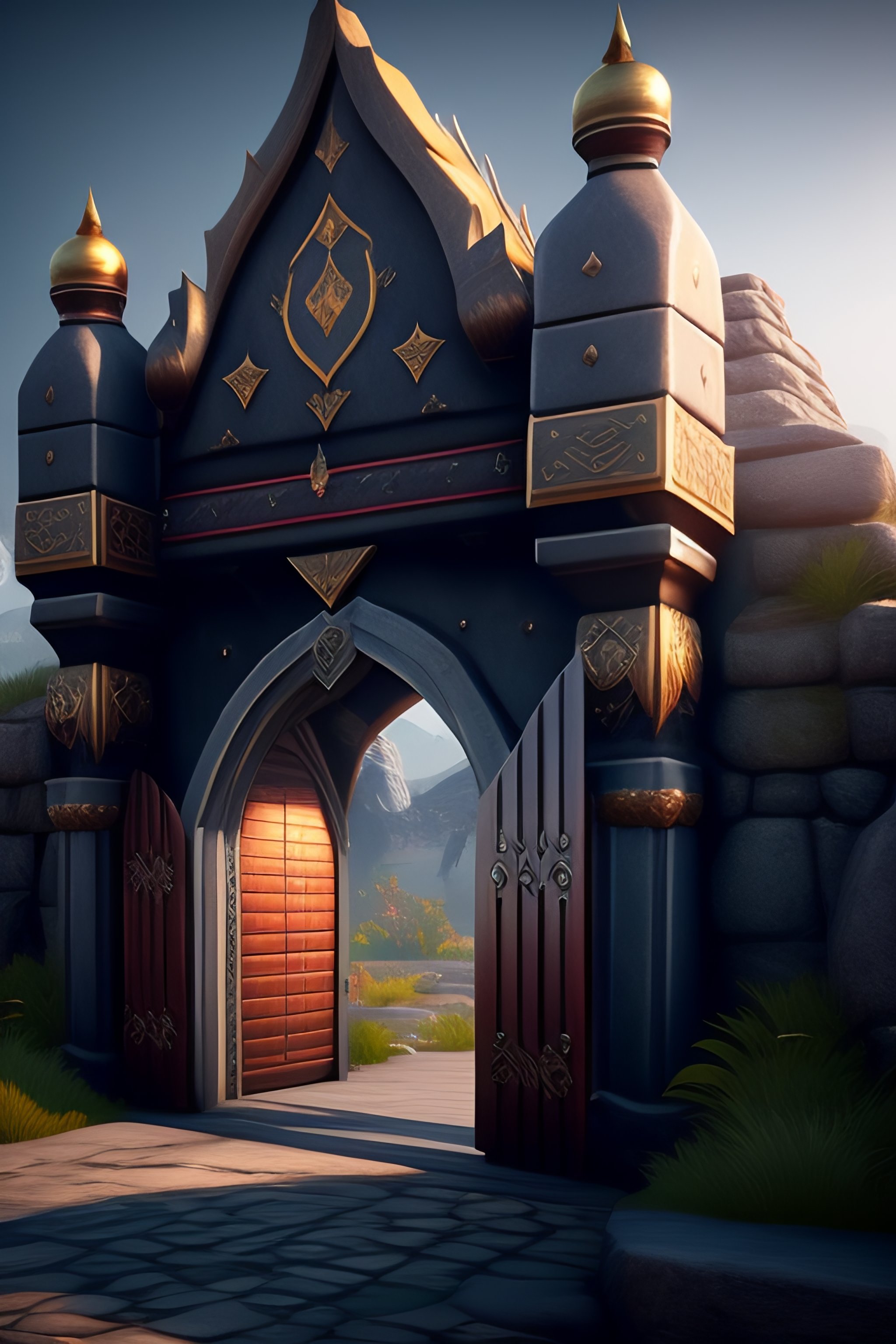 Lexica - A muscular female orc warrior defence a gate in castle ...