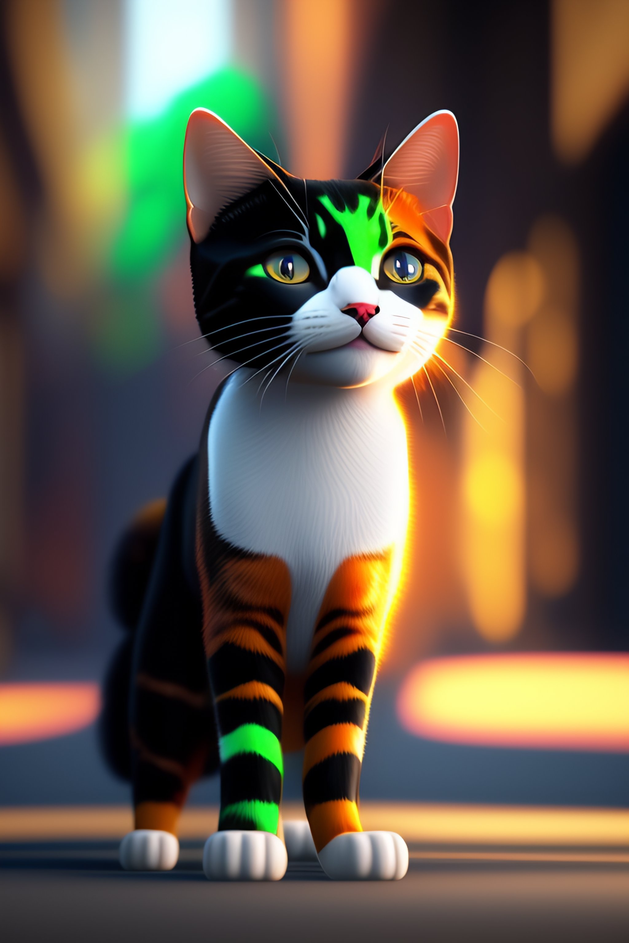 Lexica - Tricolor cat waving and smiling at me, unreal, realistic ...