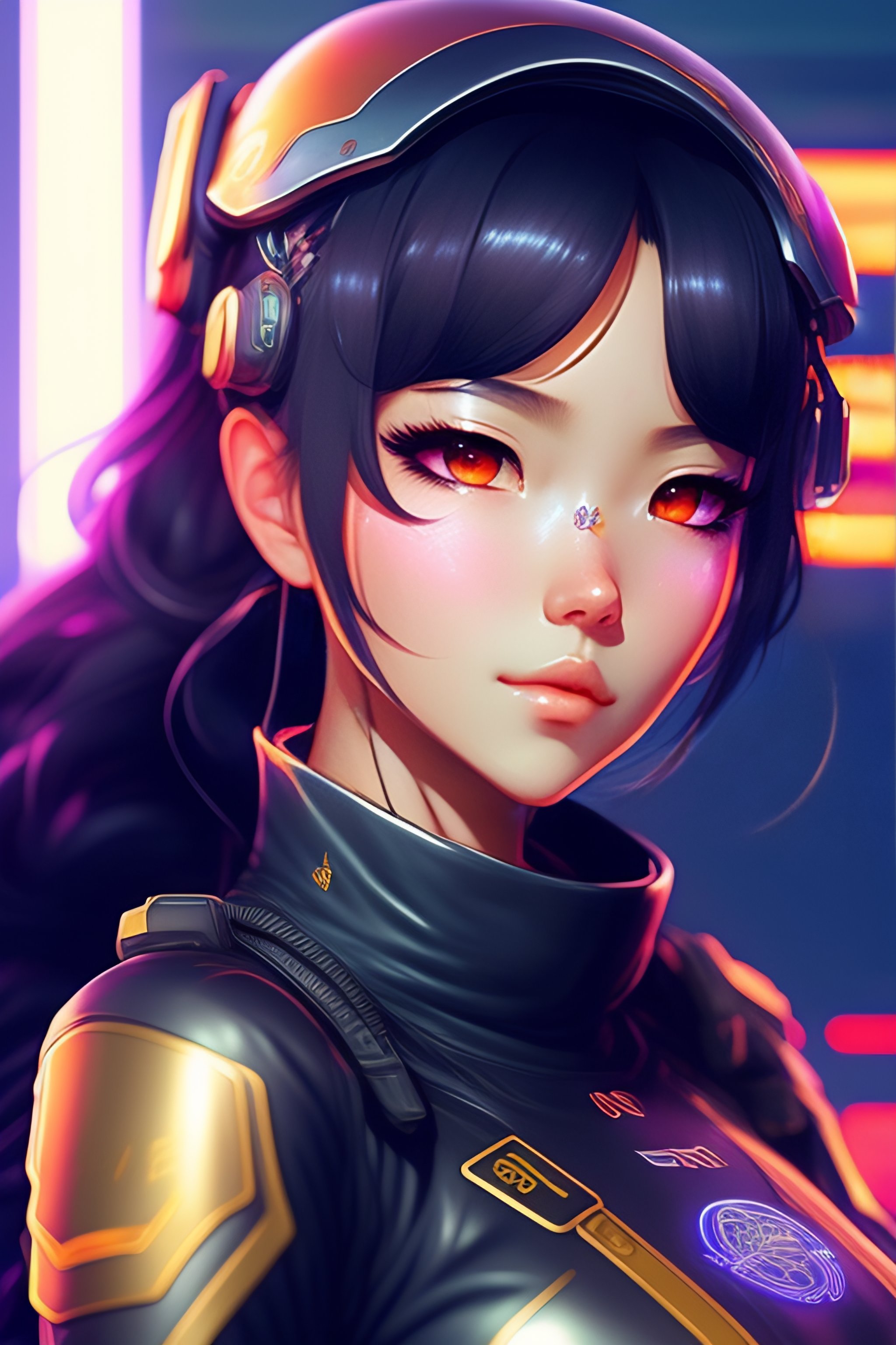 Lexica - Portrait Anime Commander Girl Neon-cybernetic cute-fine-face ...