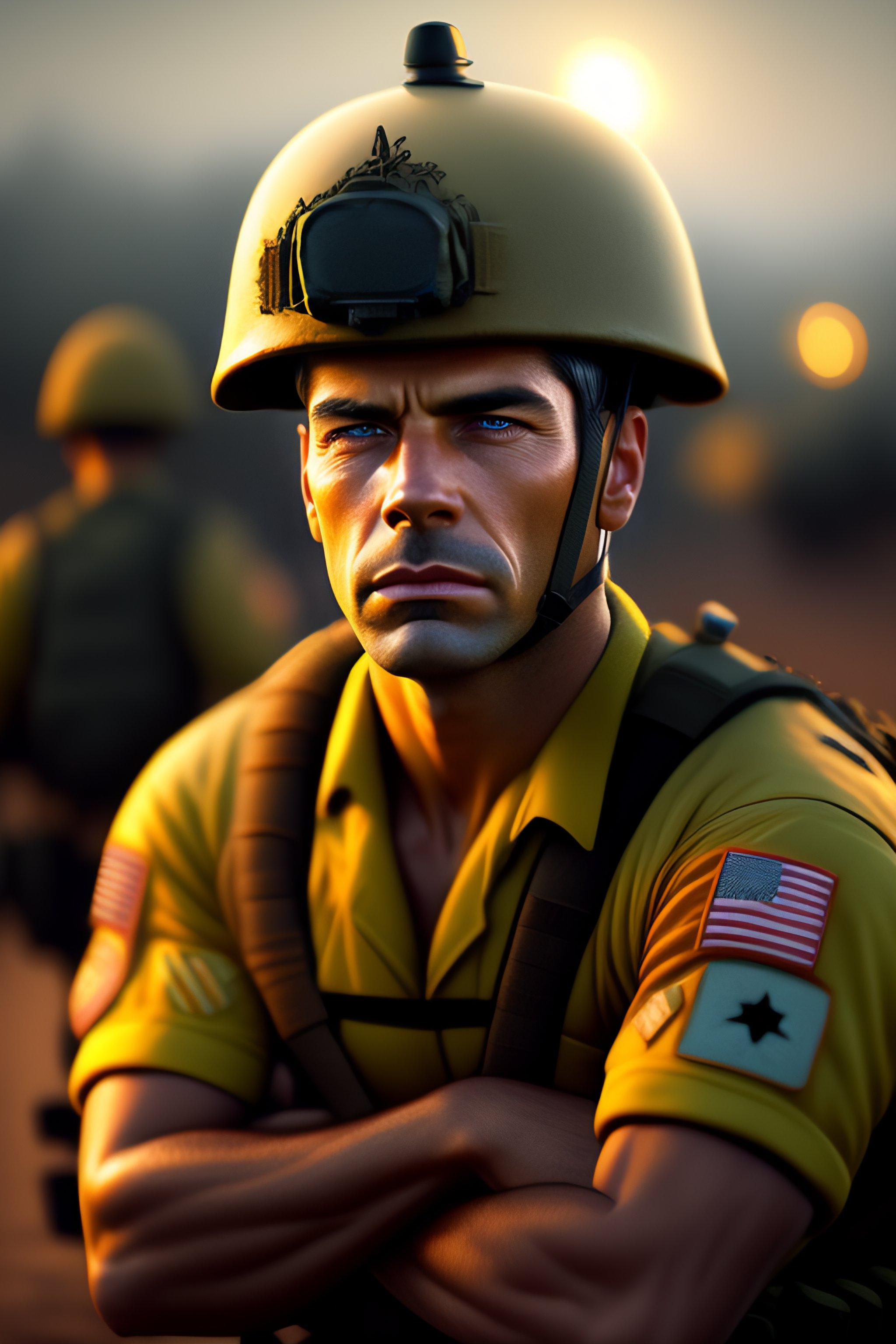 Lexica - An exhausted Homer Simpson at the frontlines in the army at ...