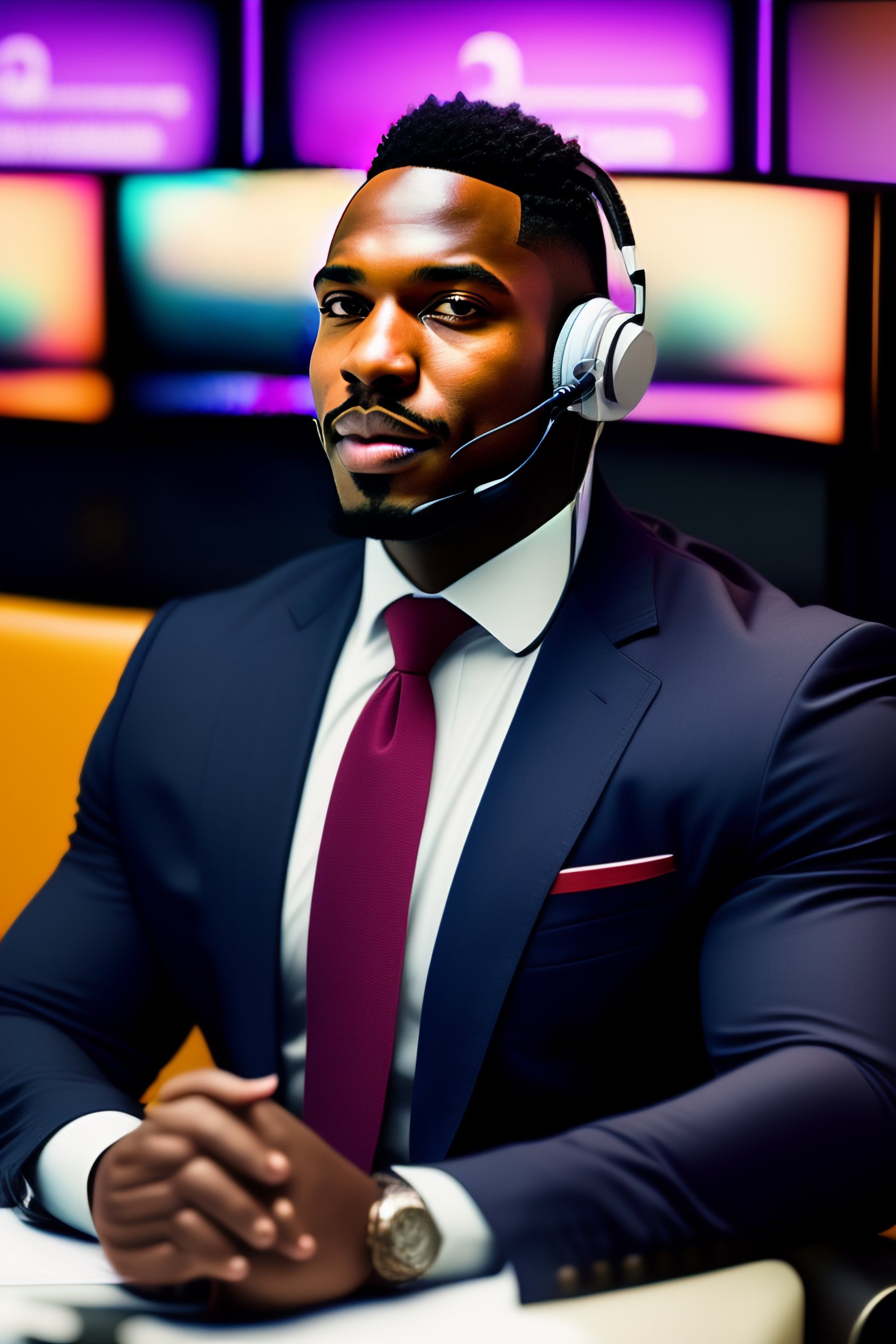 Lexica - Portrait of a black male call center agent