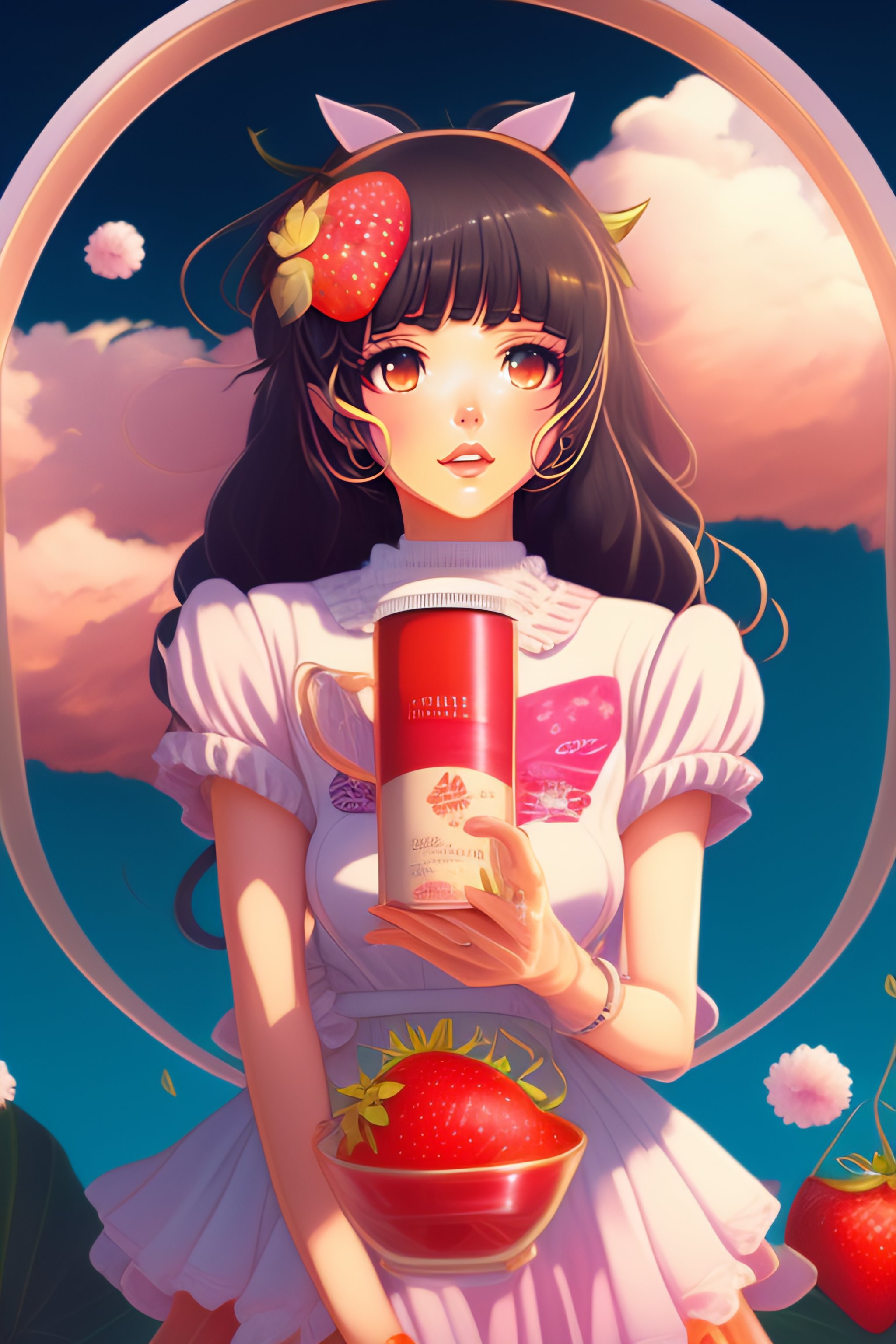 Lexica - In the style of 90's vintage. anime art of kawaii strawberry milk