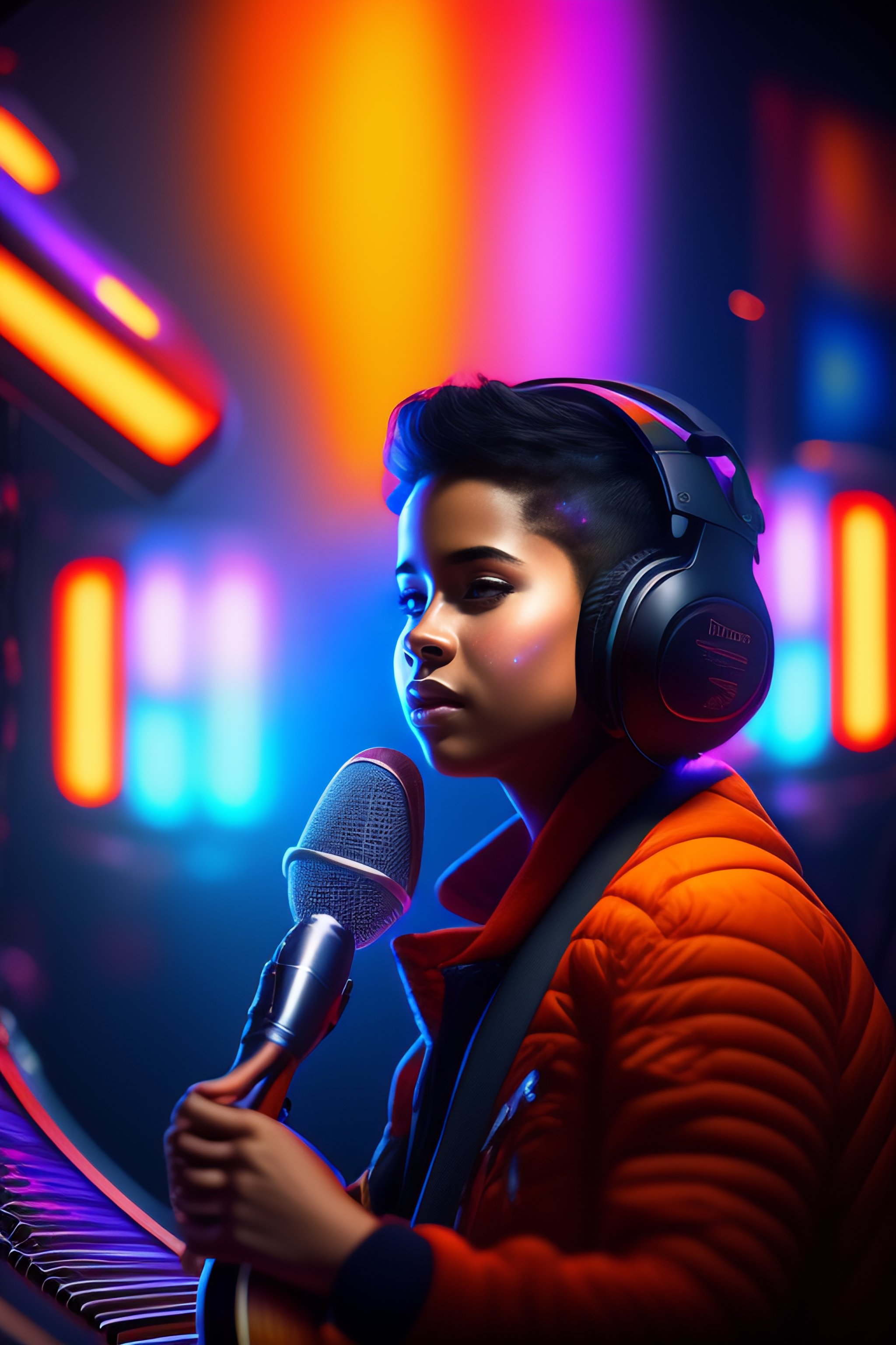 Lexica A Young Musician Recording On A Microphone Inside Of A Studio