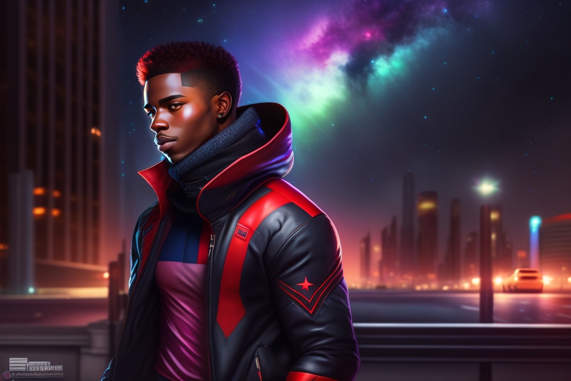Lexica - Falling in the city, man, brunette, miles morales costume ...