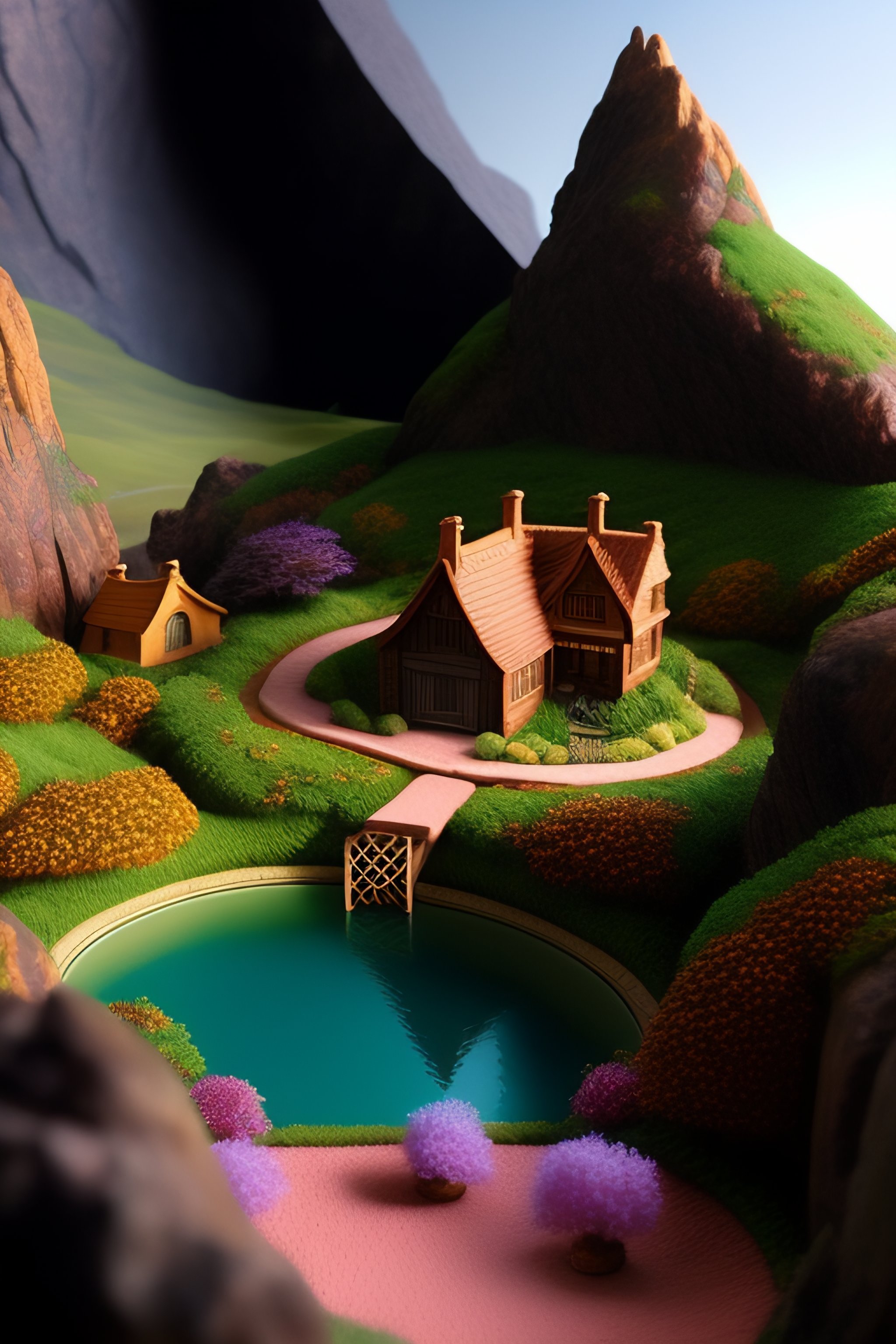 Lexica - The shire from lord of the rings, wes anderson style, diorama ...