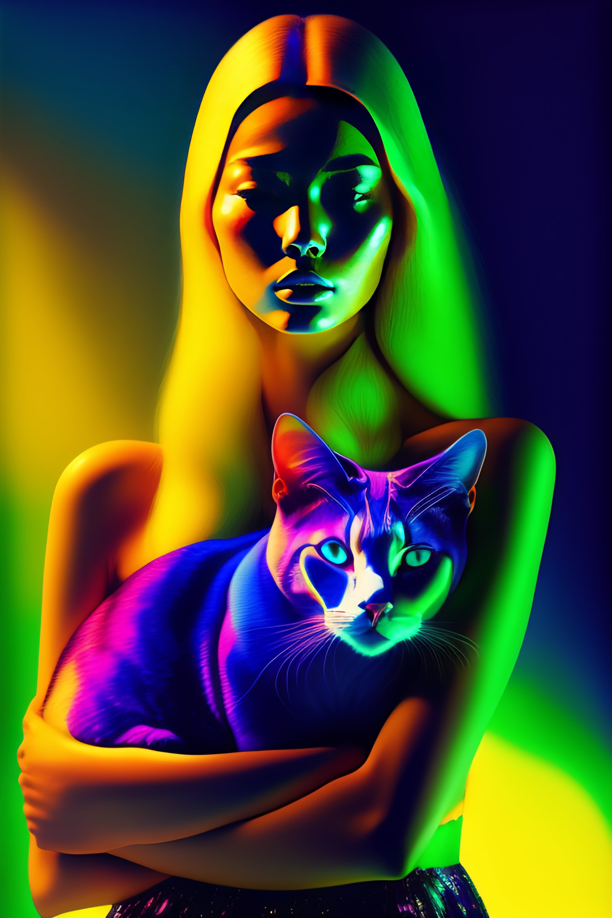 Lexica - Analog album cover of a woman with neon translucent skin ...