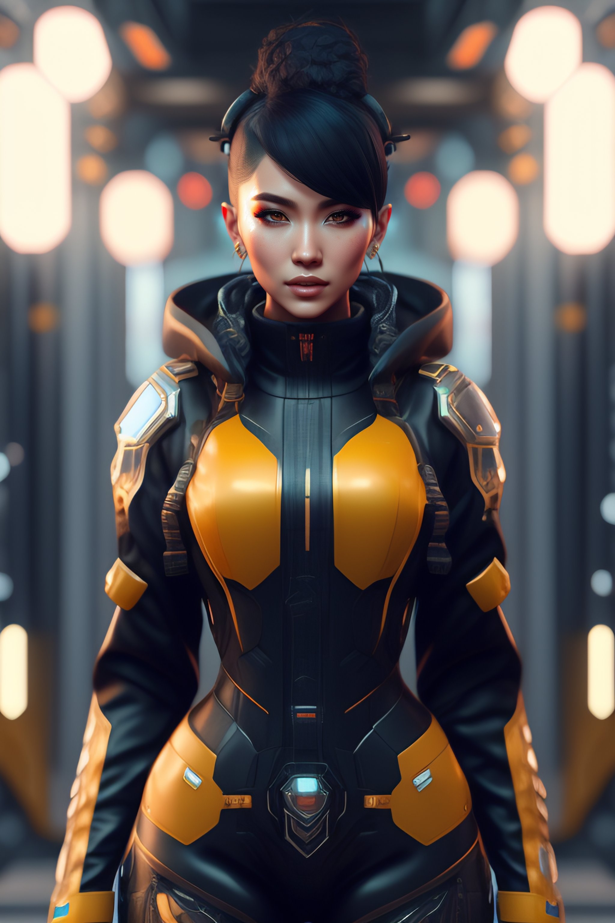 Lexica - Mech Punk ((full body)) clothes with short hair girl, battle ...