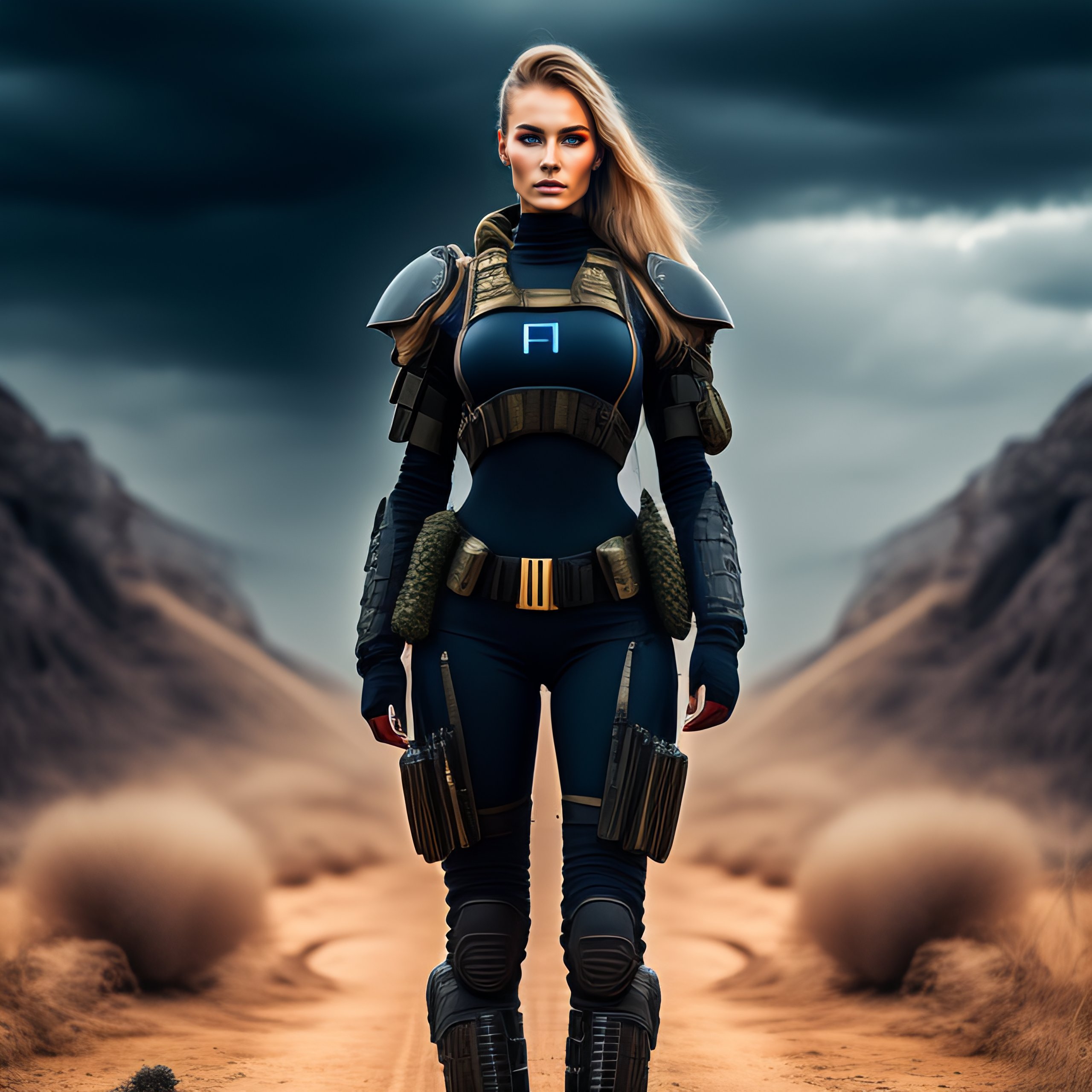 Lexica - A cyber beautiful Russian girl warrior in a burnt land ...