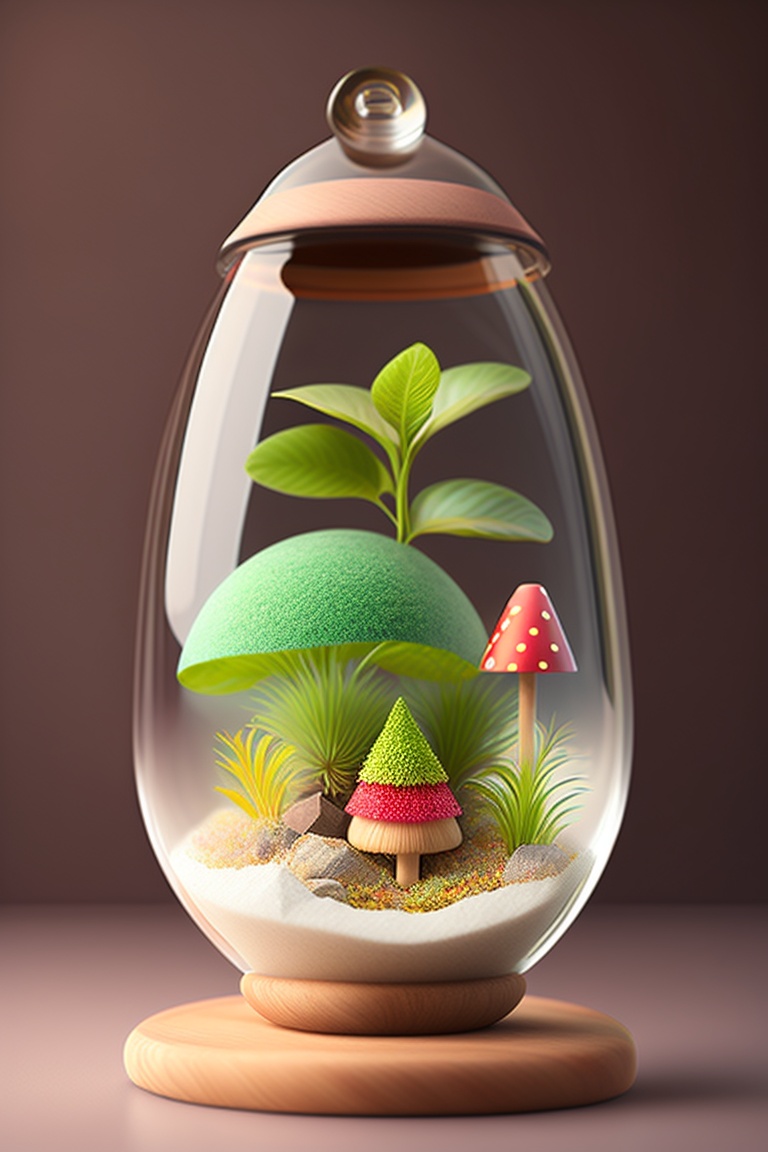 Lexica - Cute terrarium with a little mushroom