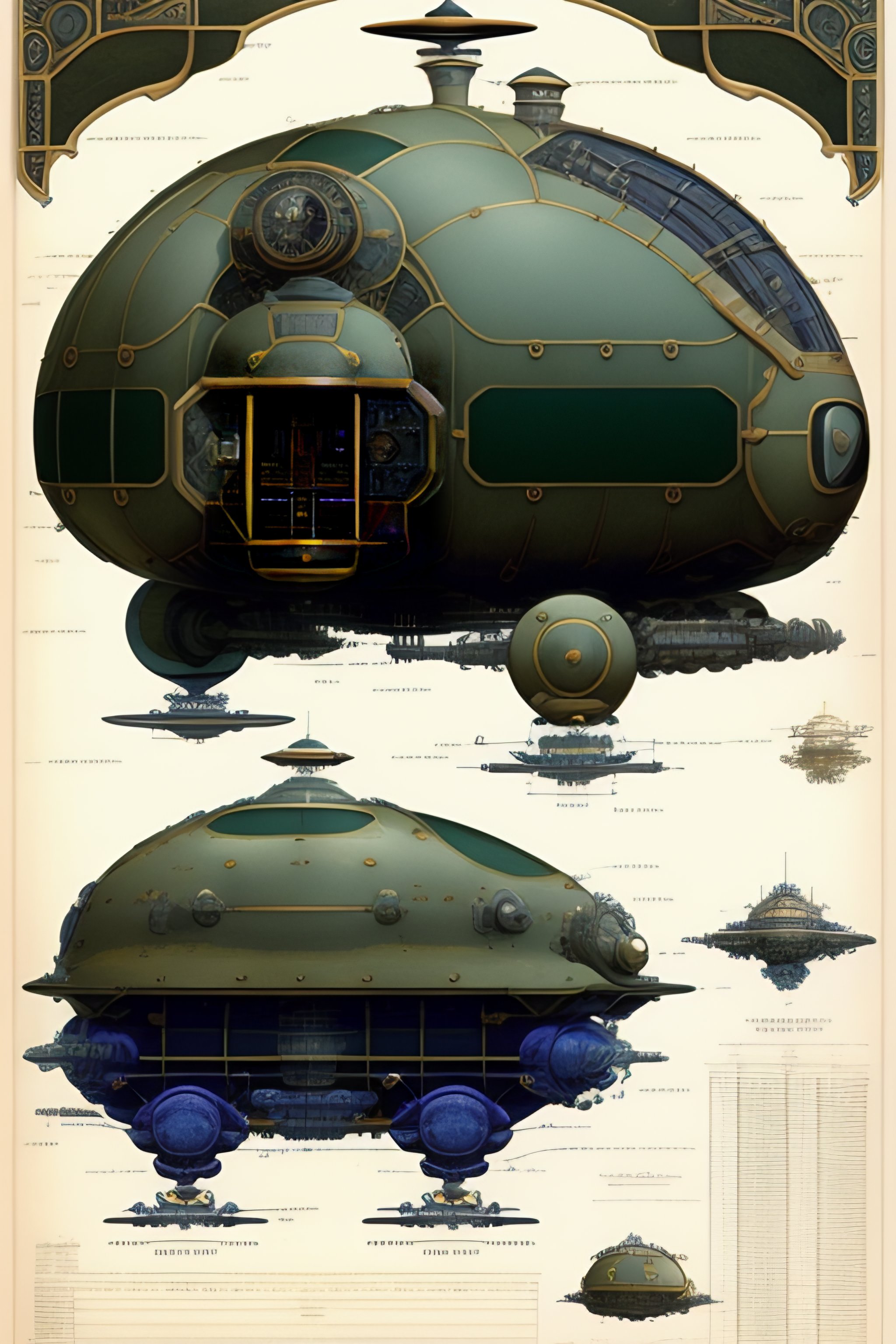Lexica - A full page of a mechanical blueprint showing a design for a ...
