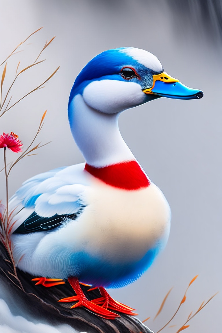 Lexica - Traditional Chinese ink painting of a white duck, Black and ...