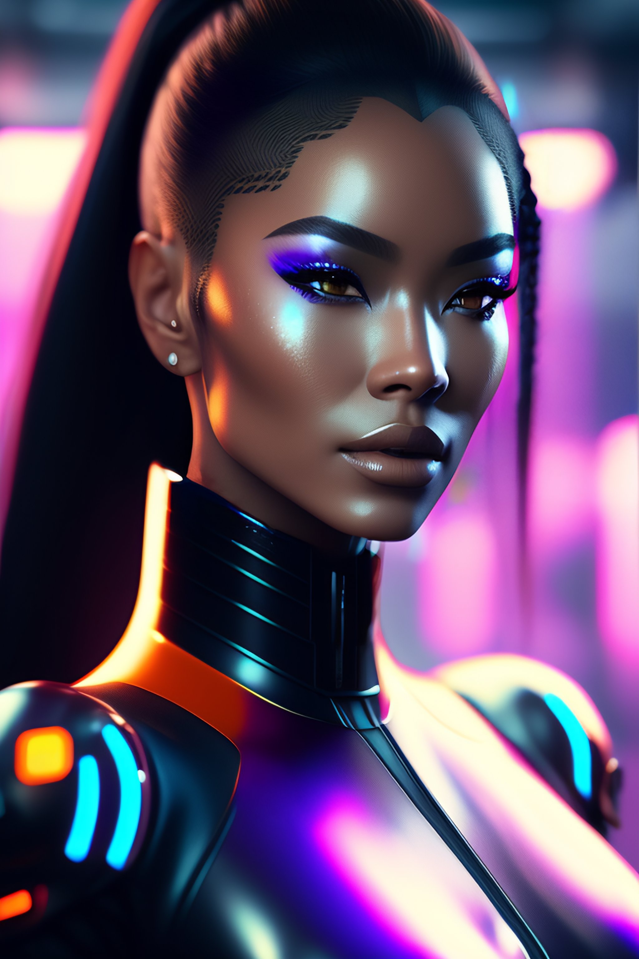 Lexica - Beautiful female cyborg wearing futuristic cyberpunk fashion ...