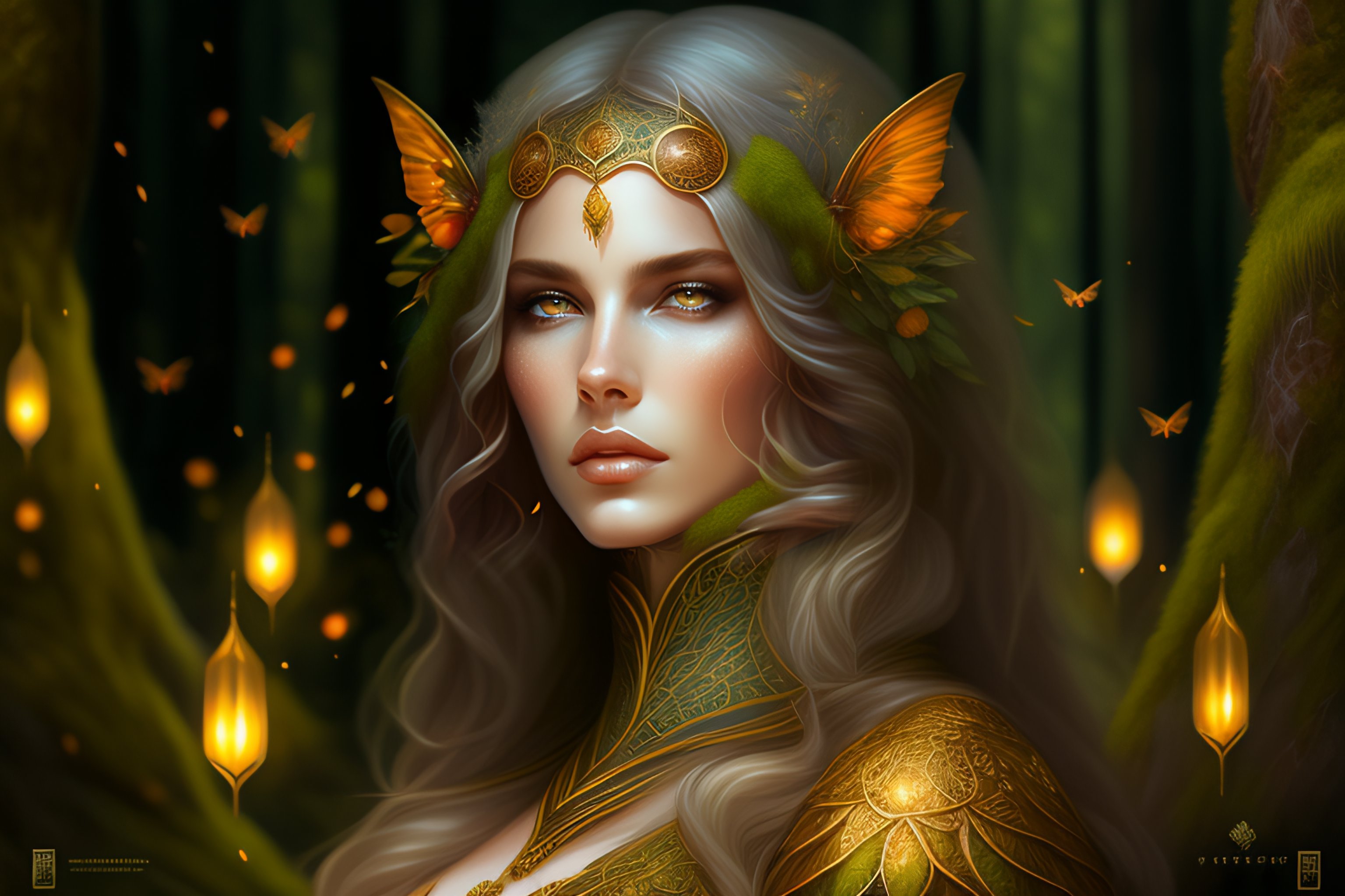 Lexica - Symmetry portrait of moss female queen of ent of red fangorn ...