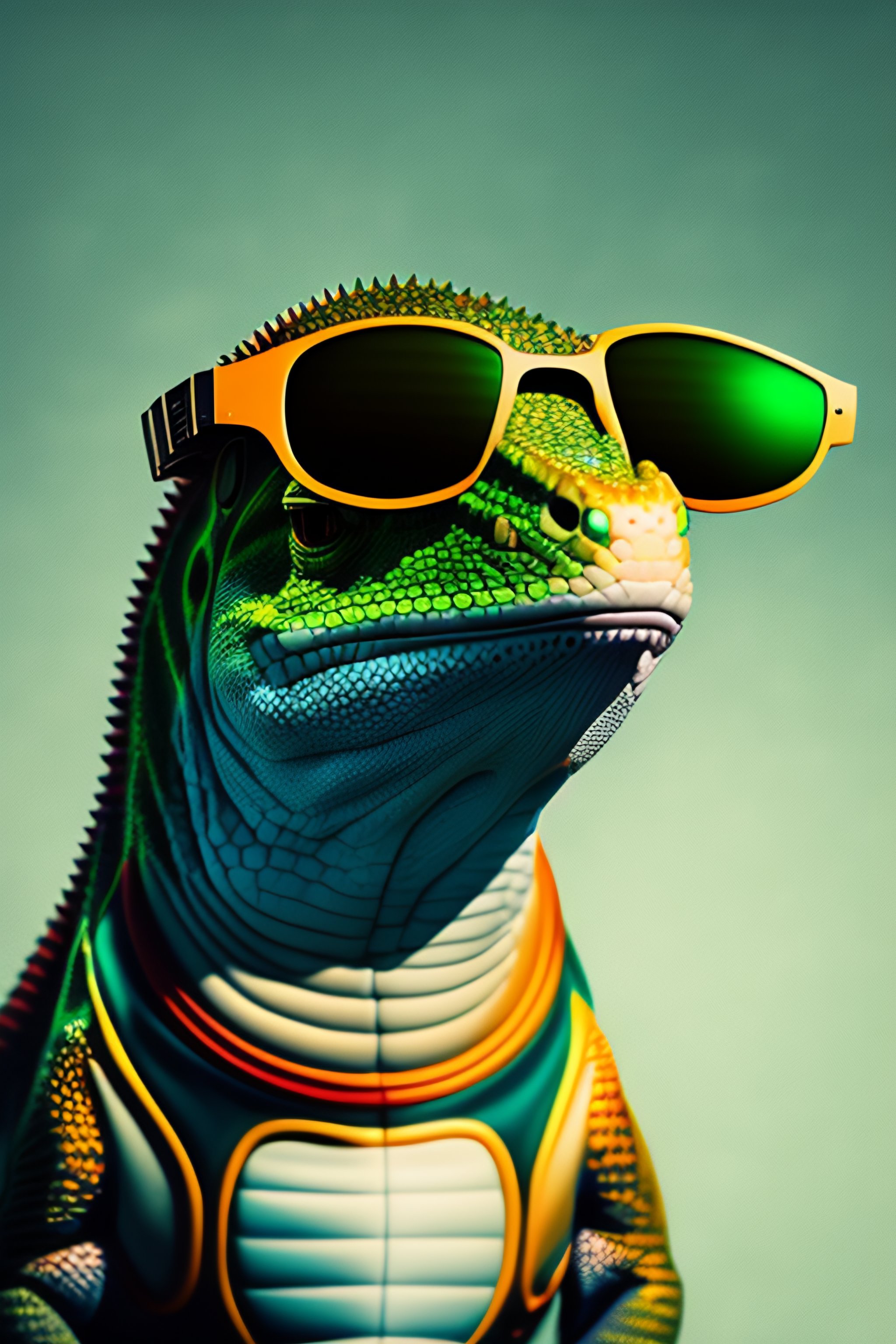 Lexica - Portrait of a lizard in cartoon with sunglasses, detailed ...