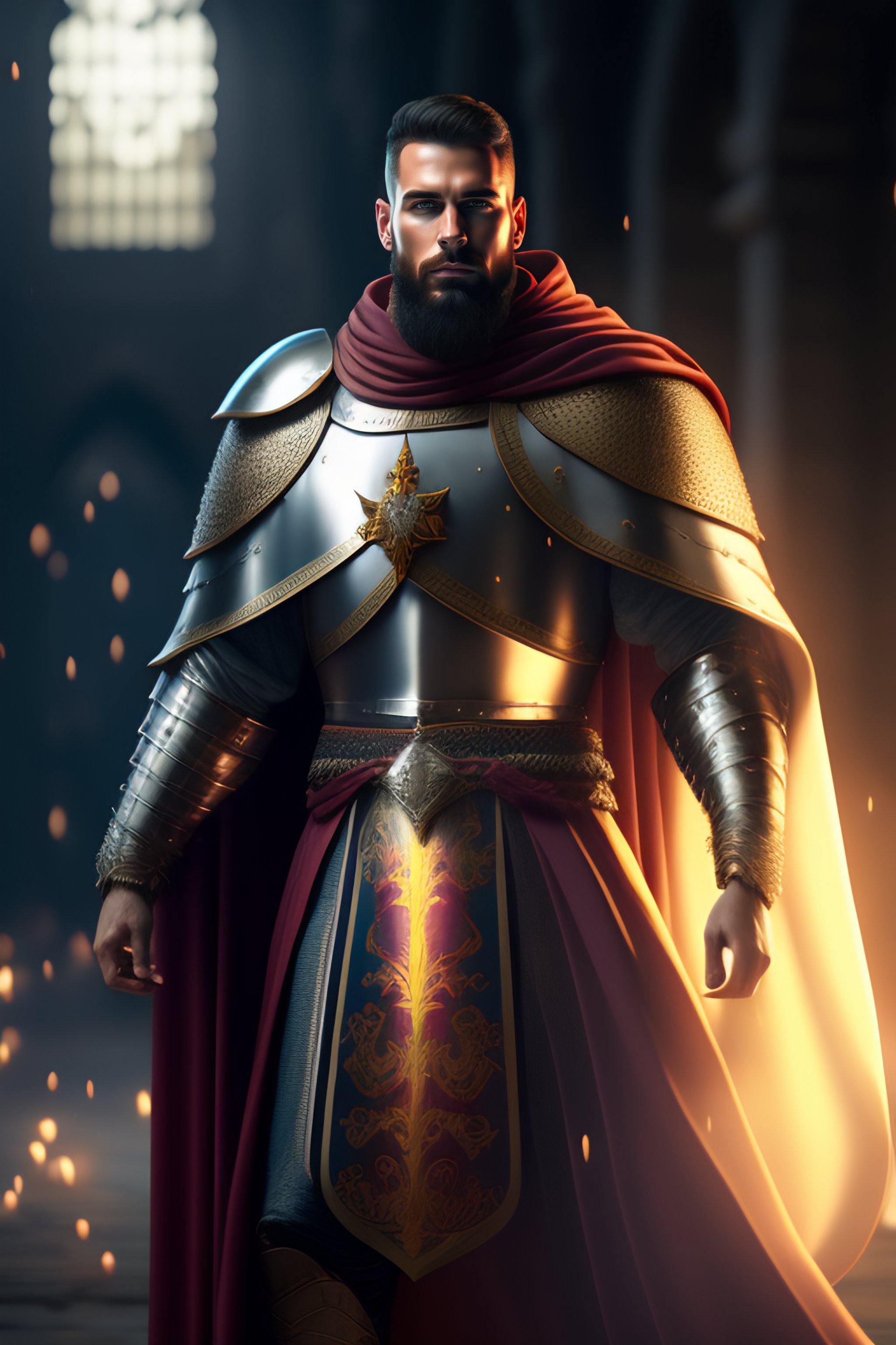 Lexica - A realistic full body portrait of a medieval Knight wearing a ...