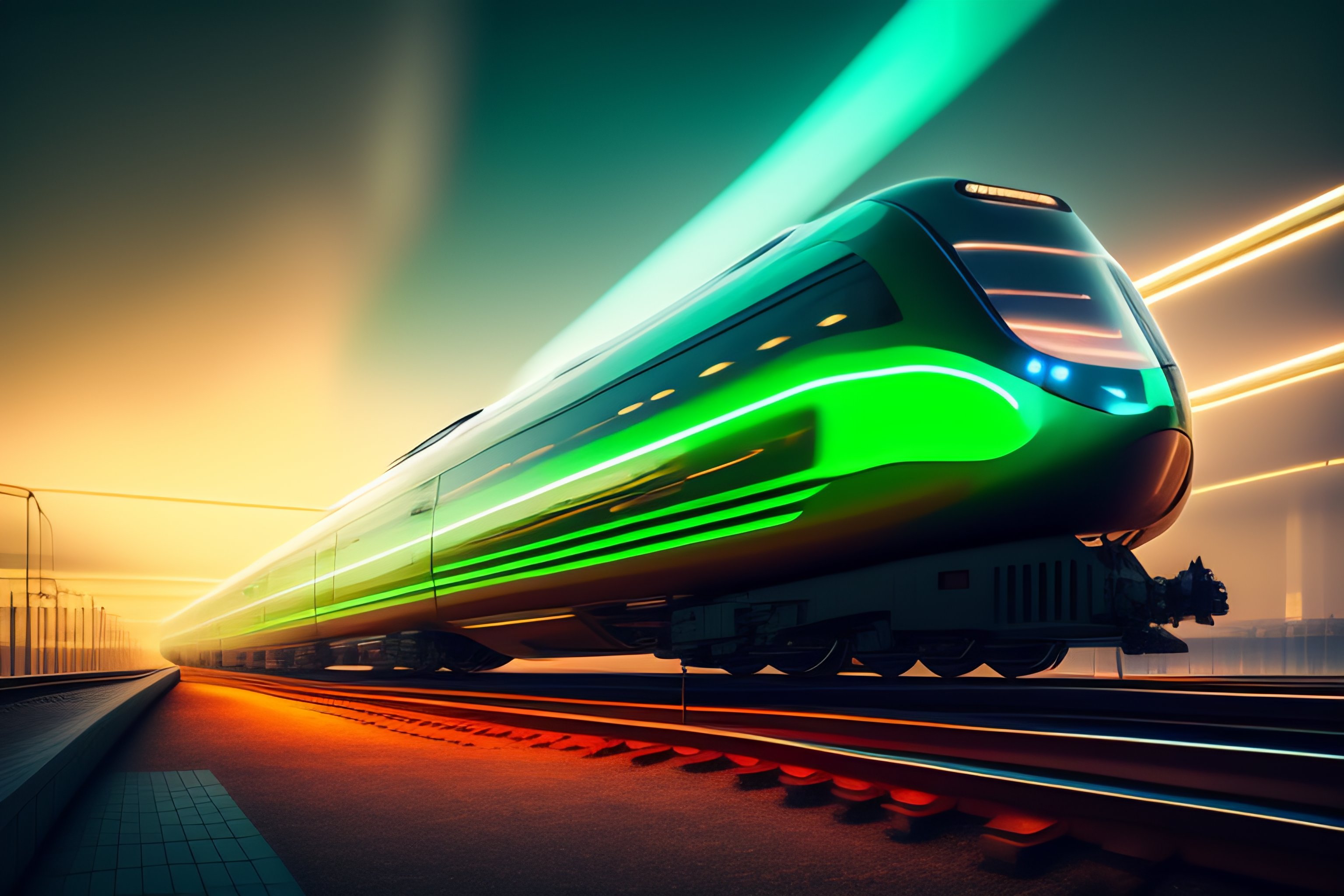 Lexica - Green light, train station, futurism, beautiful architecture ...