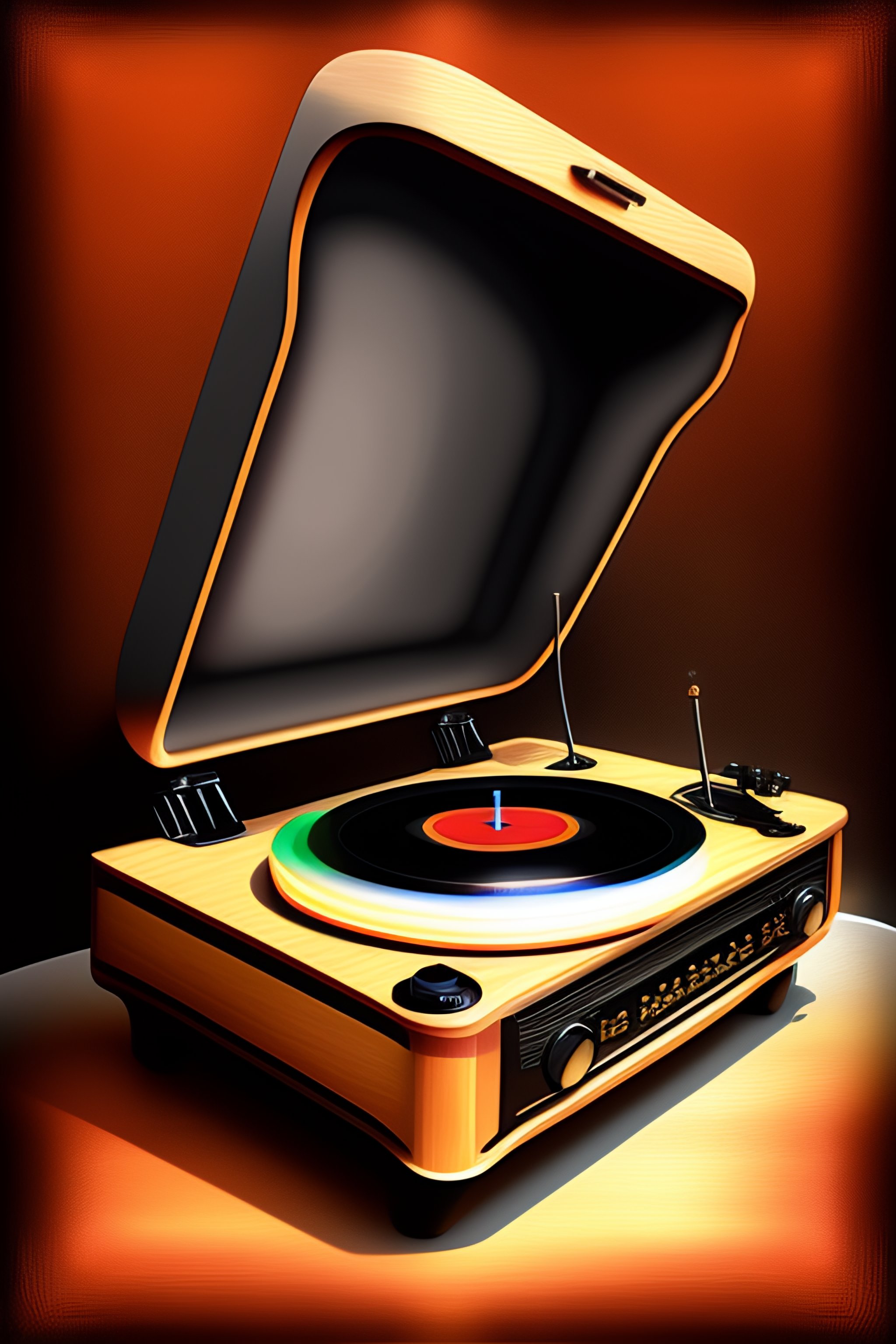 Lexica - Outline of a old style vinal record player, digital art