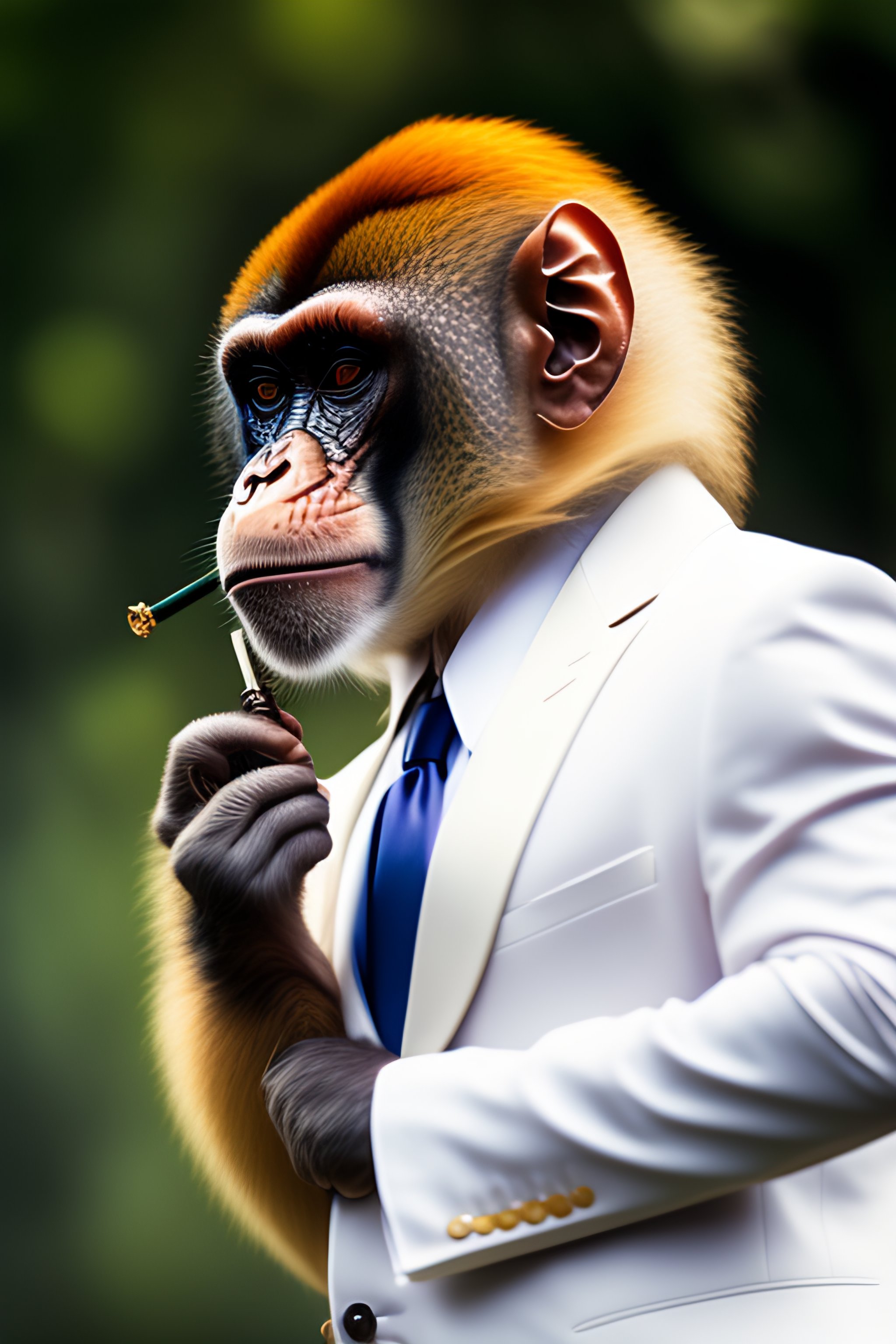 Lexica - Monkey smoking a cigarette while listening to jazz, in a super ...