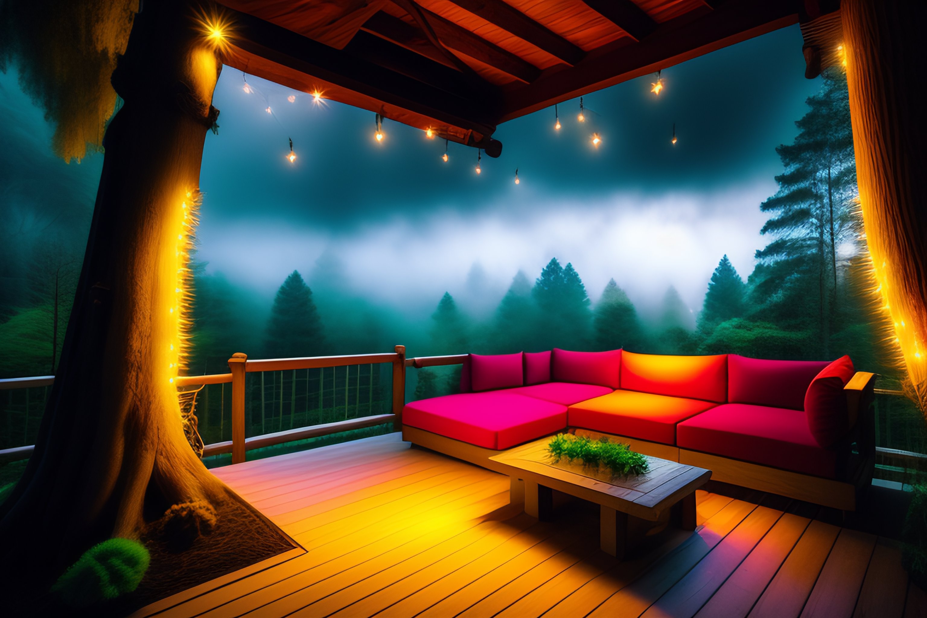 Lexica - New year party on tree house, loft style, high detail, big ...