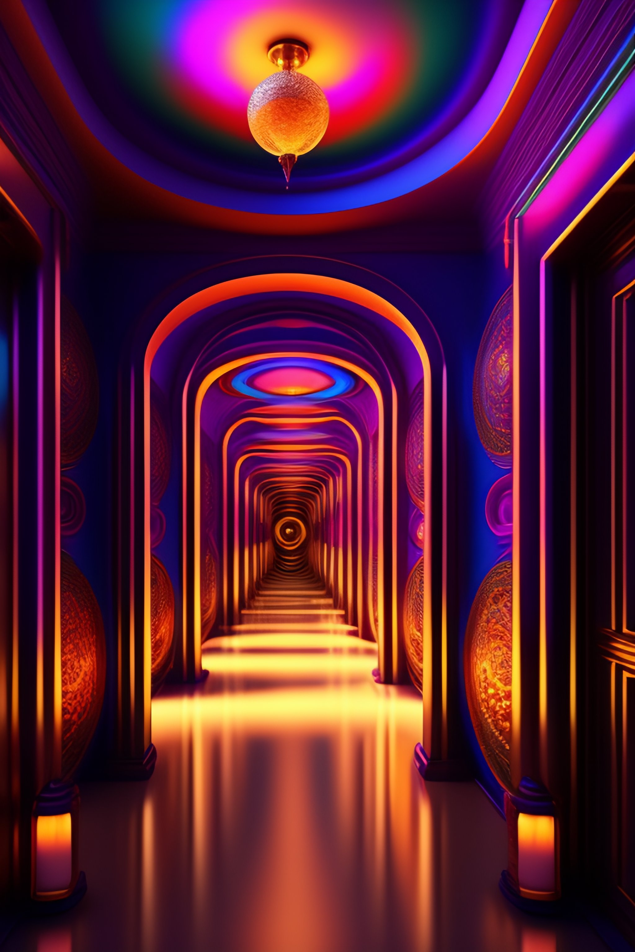 Lexica - The most psychedelic scene imaginable in a hallway, intricate ...