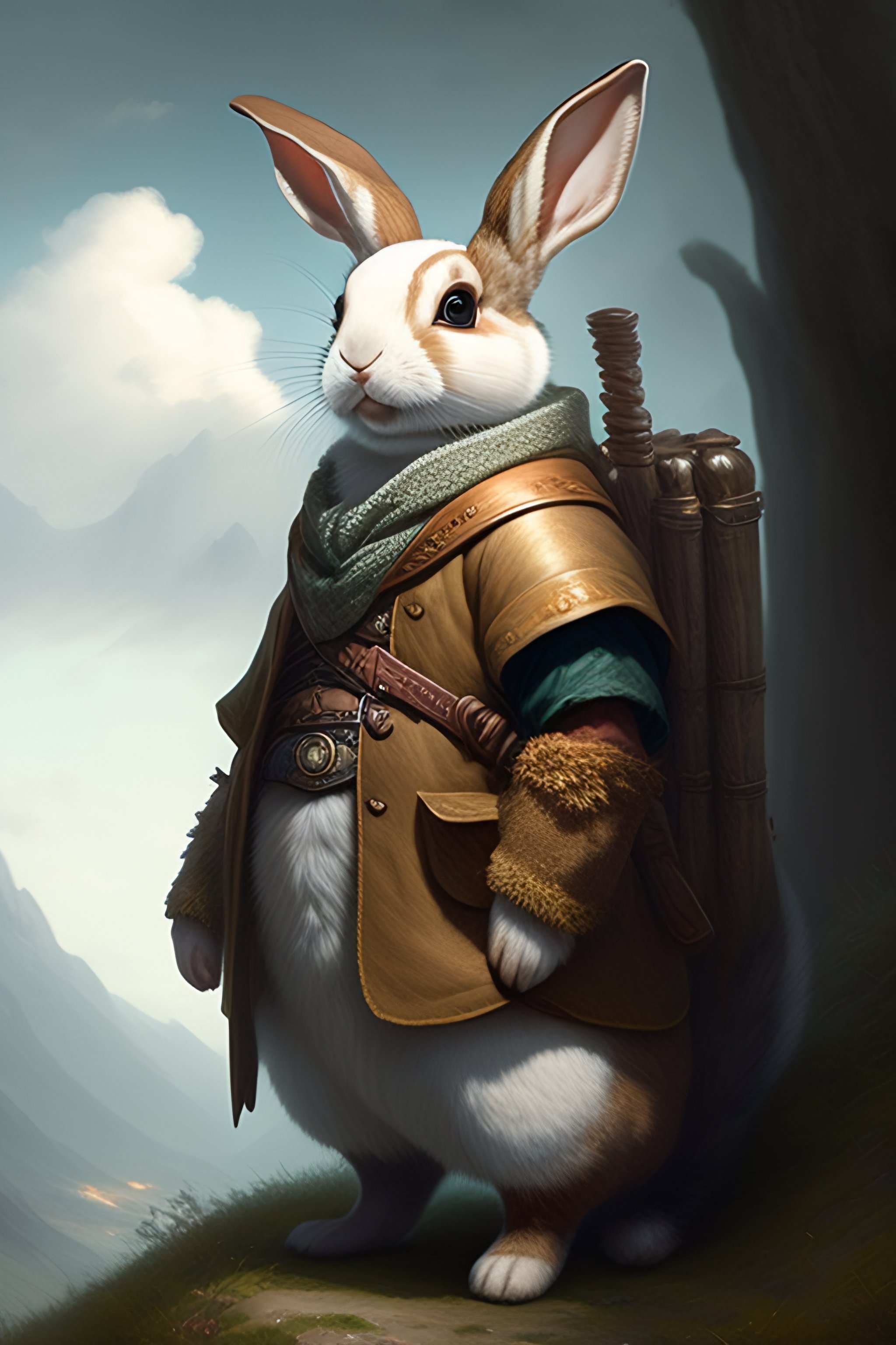 Lexica - Anthropomorphic illustration of a cute rabbit as an adventurer ...