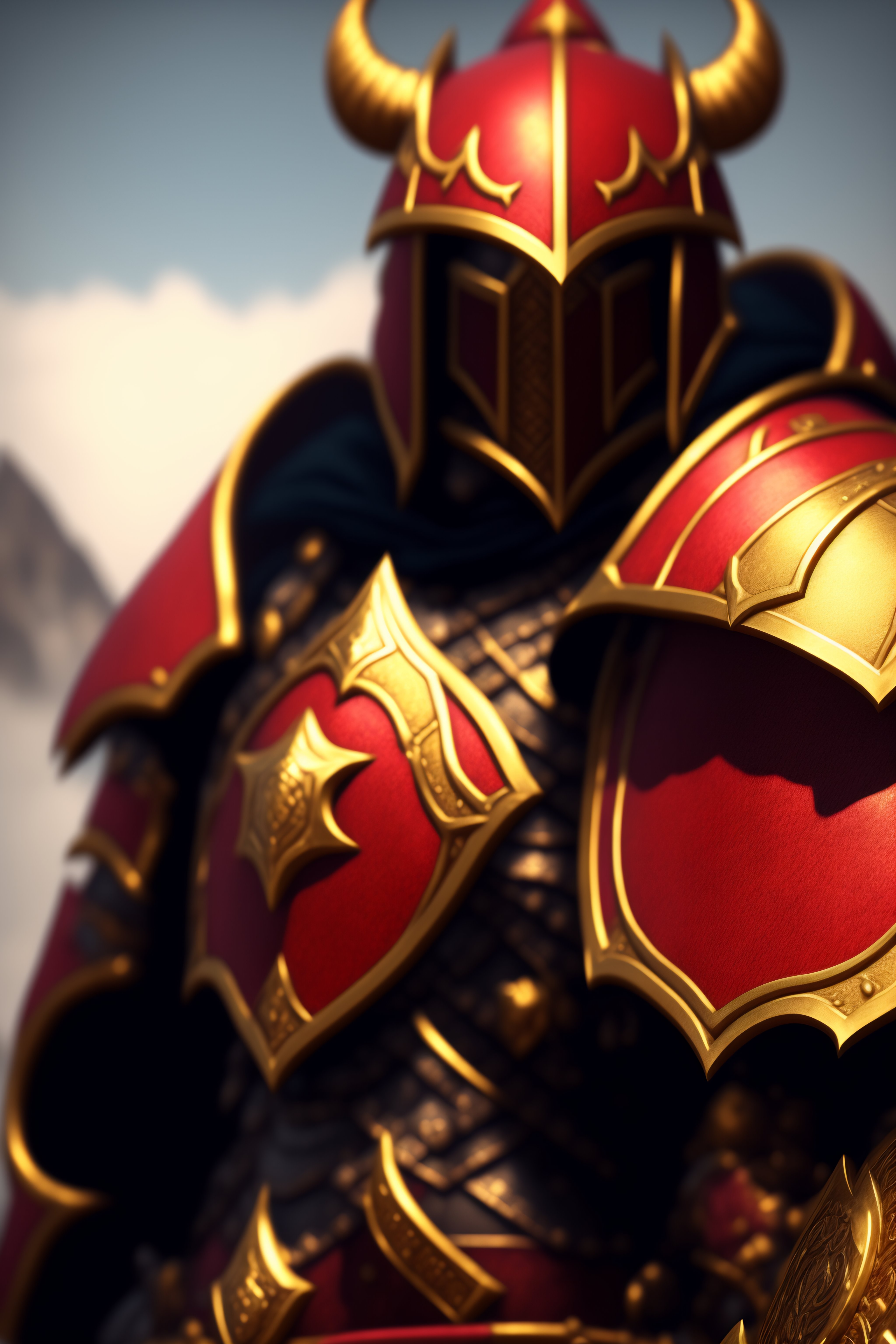 Lexica - Red Dragonborn paladin wearing a golden full plate mail and a ...