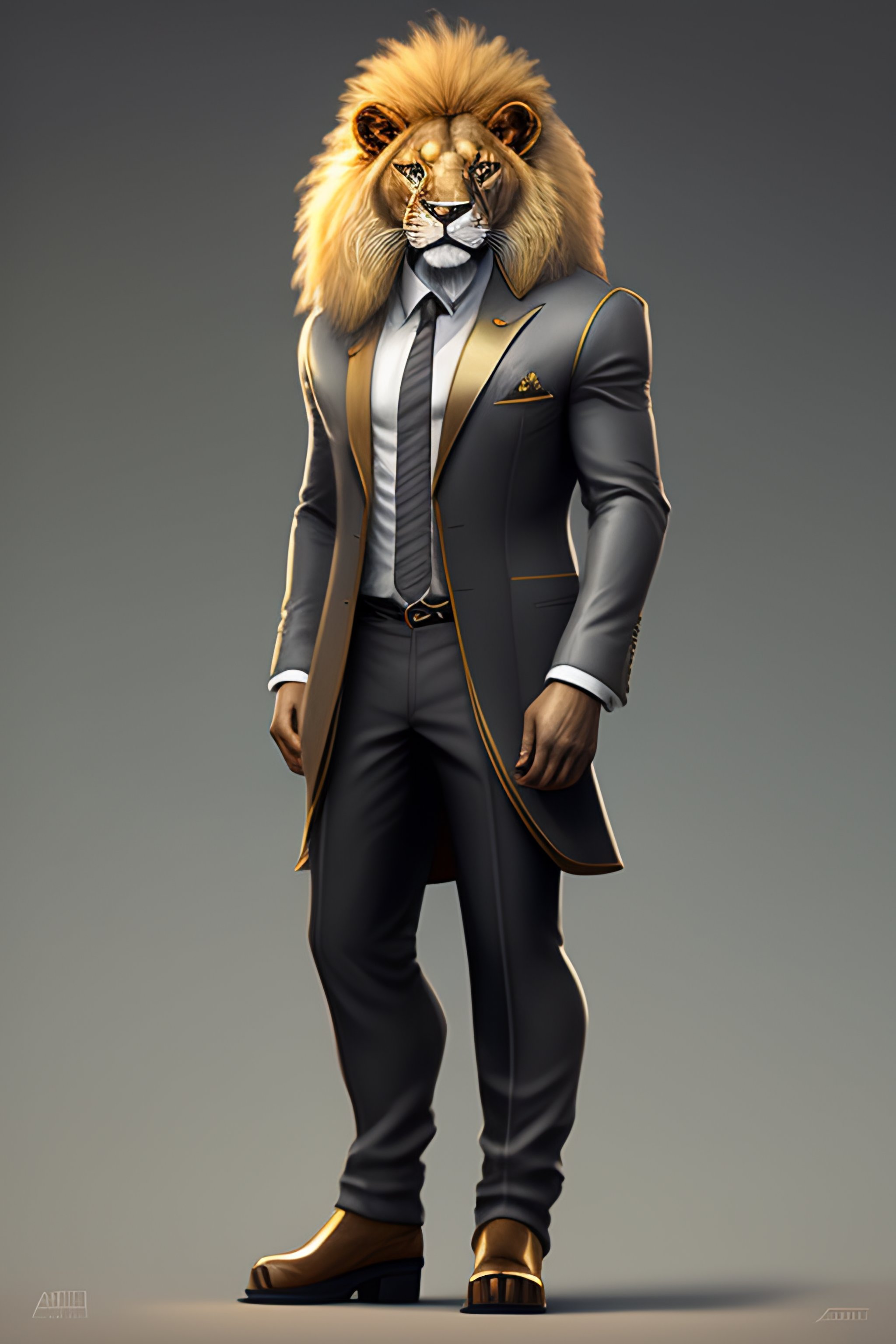 Lexica - Anthro furry humanoid lion, grey suit, seeing time,character ...