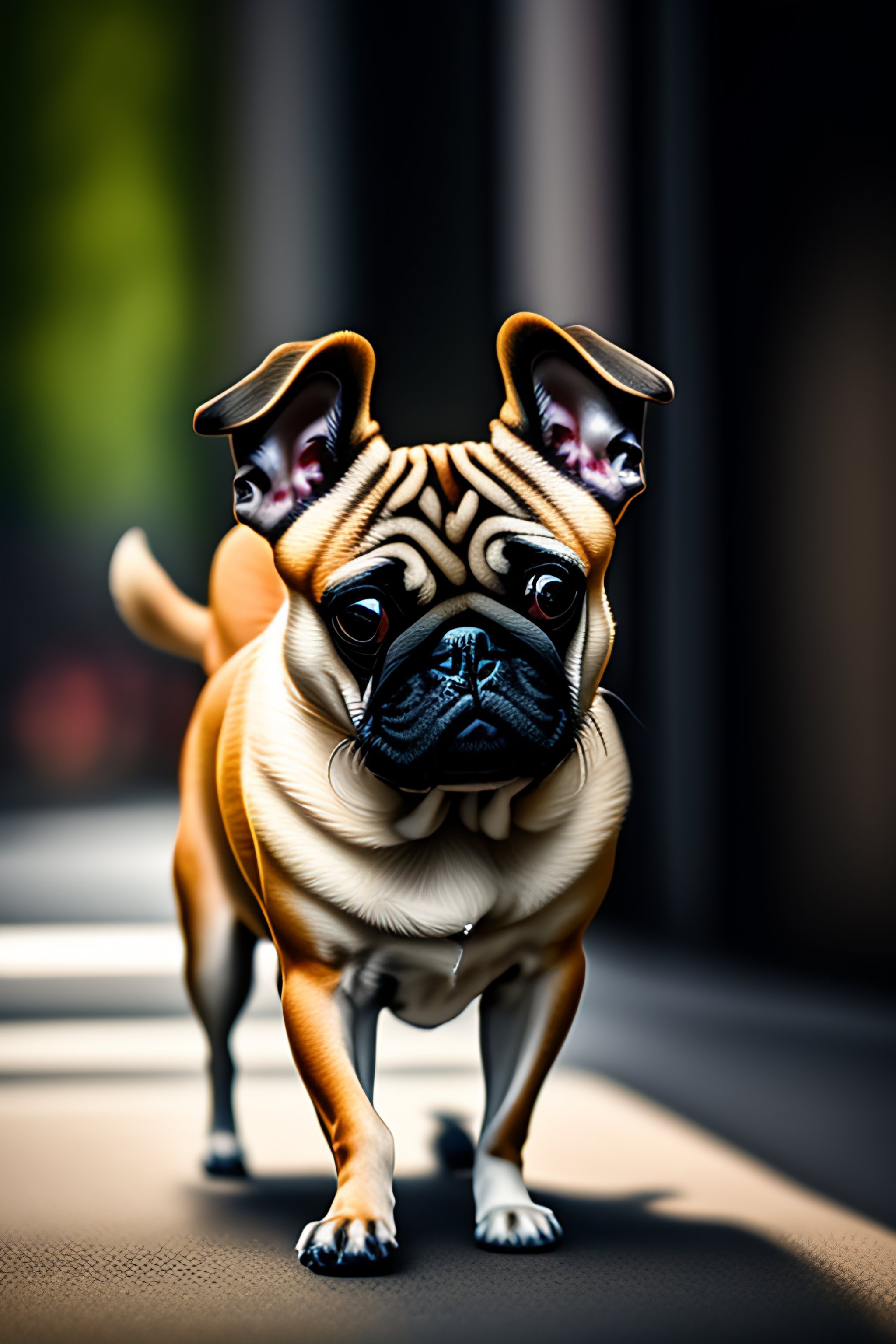 Lexica - Real pug, human body, suit