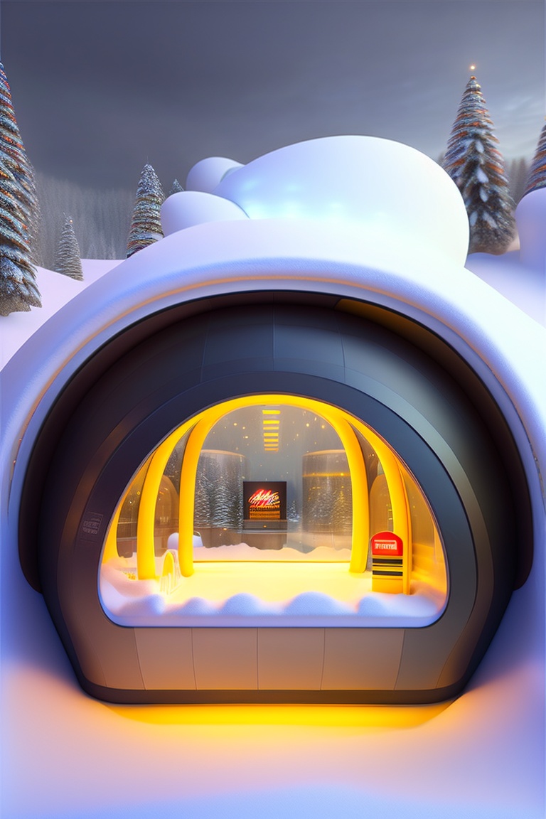 Lexica - McDonald's pop up store branding, miniature, winter season ...