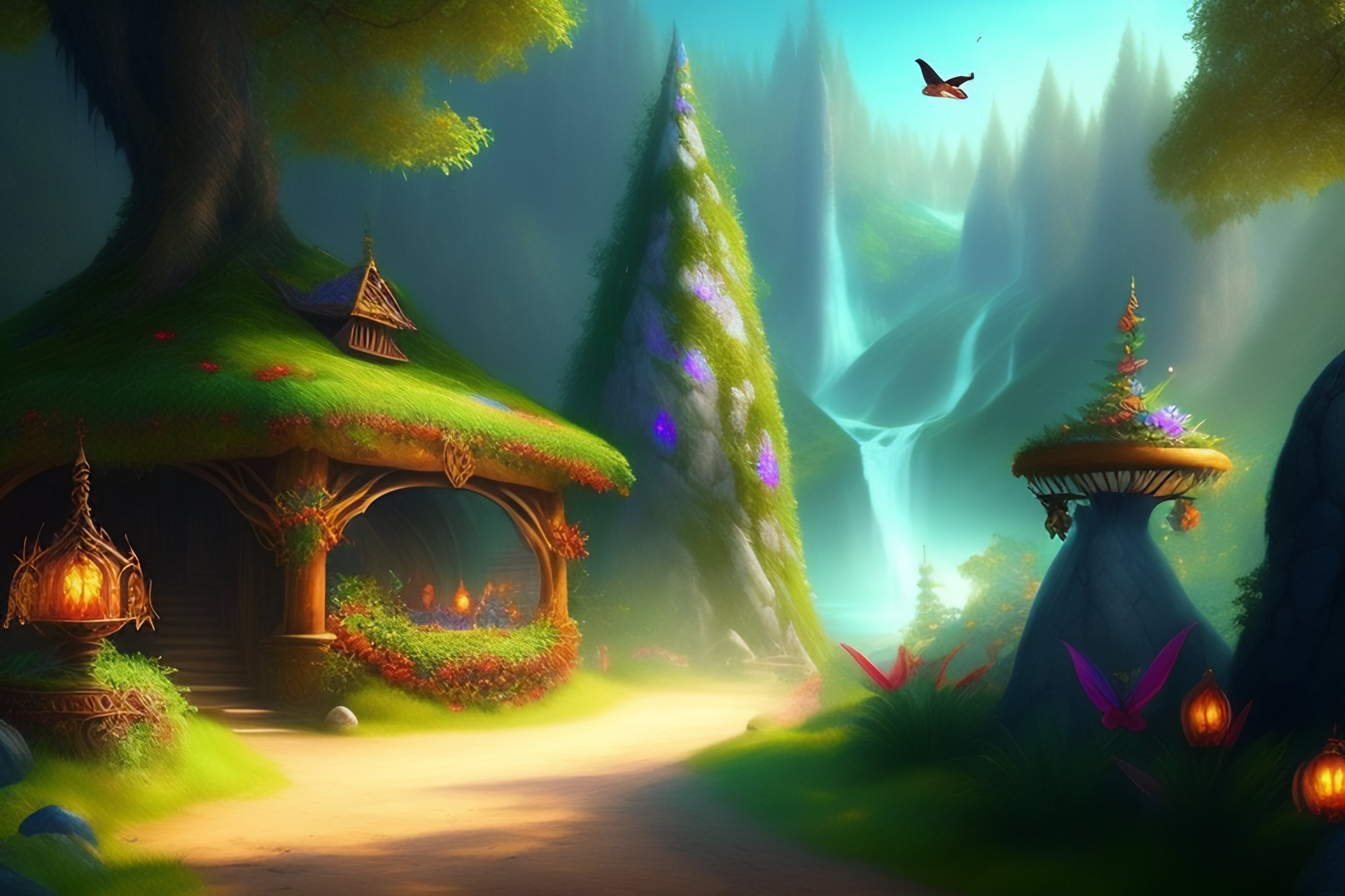 Lexica - Fantasy, enchanted forest, elves, orcs. birds of paradise