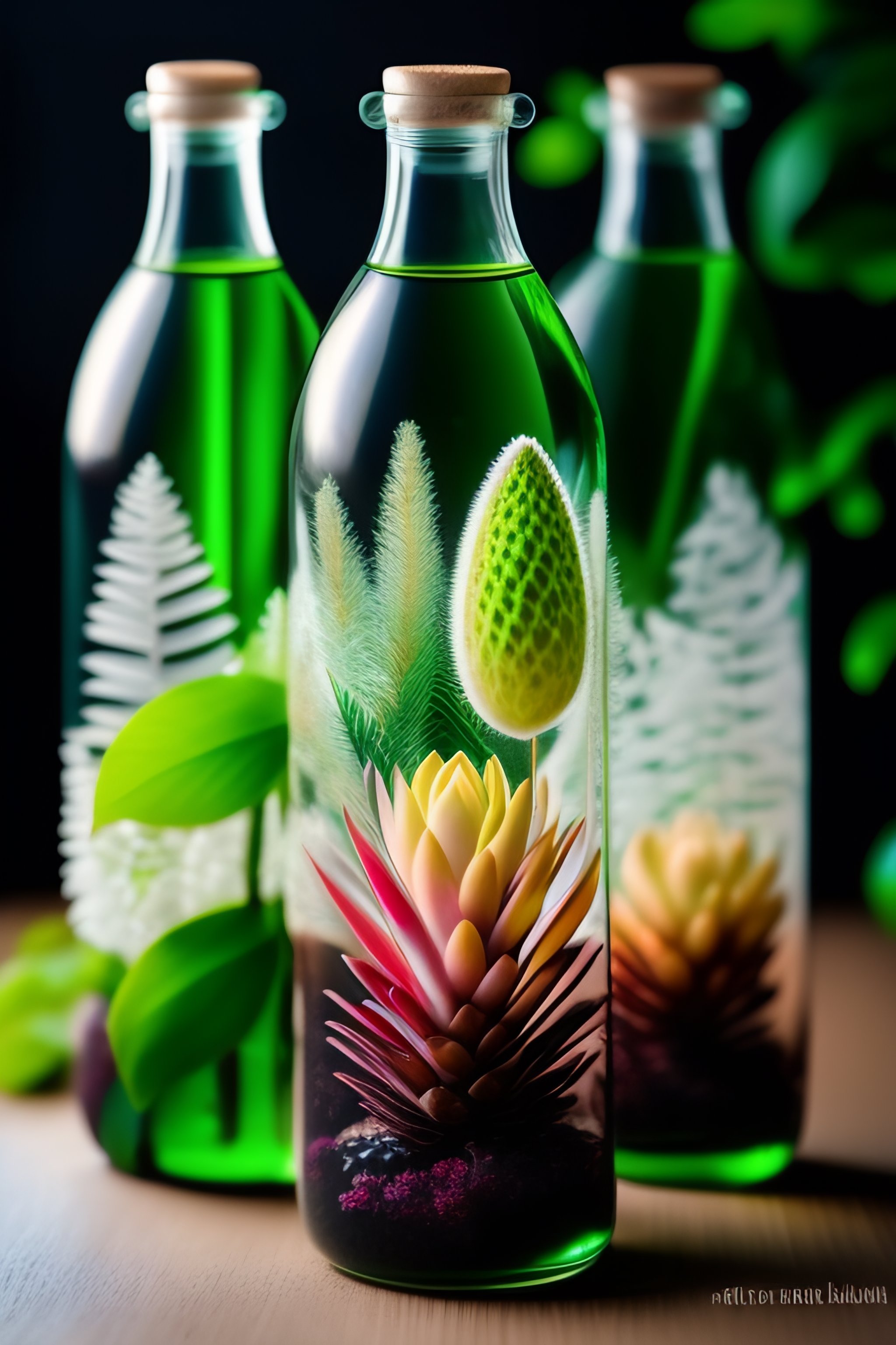 Lexica - Create an botanical garden on frosted glass lotion bottles