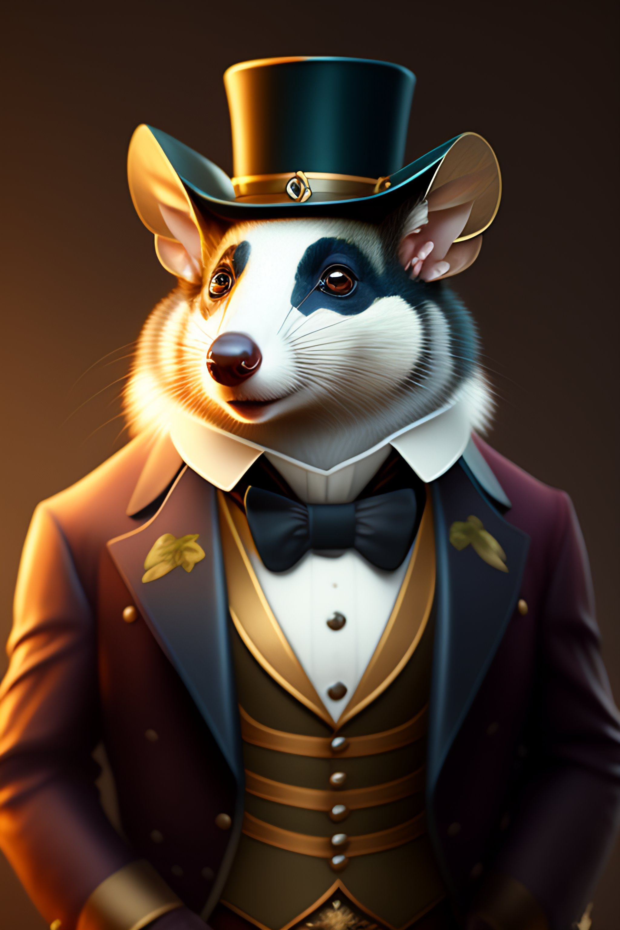 Lexica - A portrait of a opossum dressed as a victorian gentleman in ...