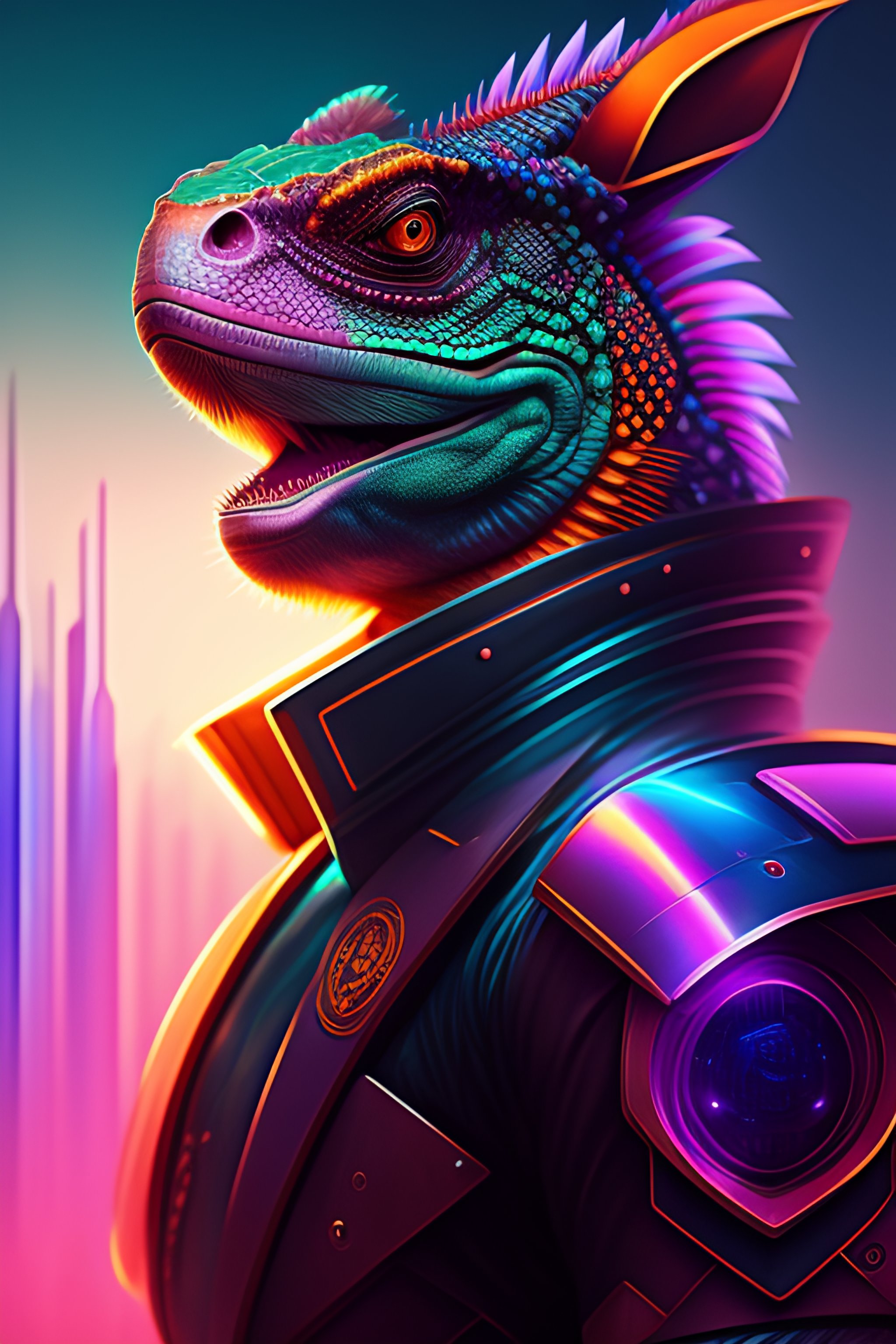 Lexica - Cyberpunk Manly human iguana hybrid bearded in an attractive ...