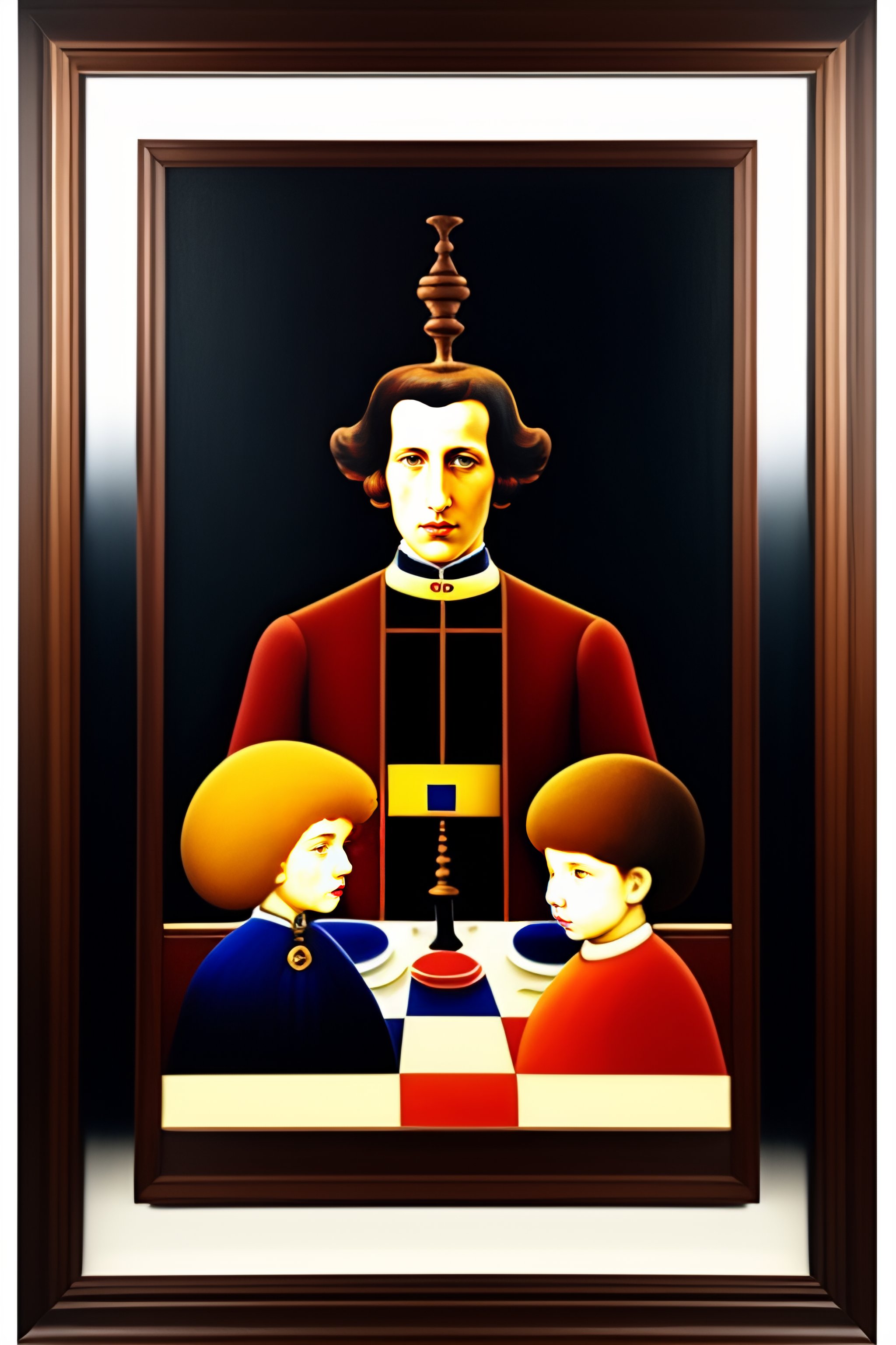 Lexica - A framed painting of piet mondrian about a family dinner